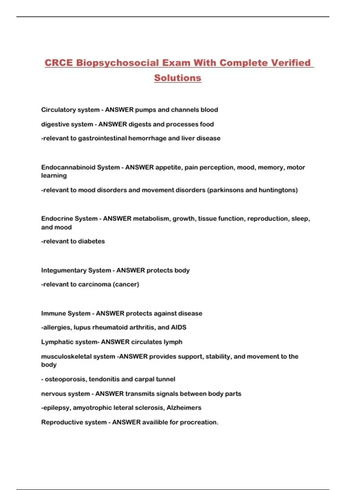 CRCE Biopsychosocial Exam With Complete Verified Solutions - CRCE ...