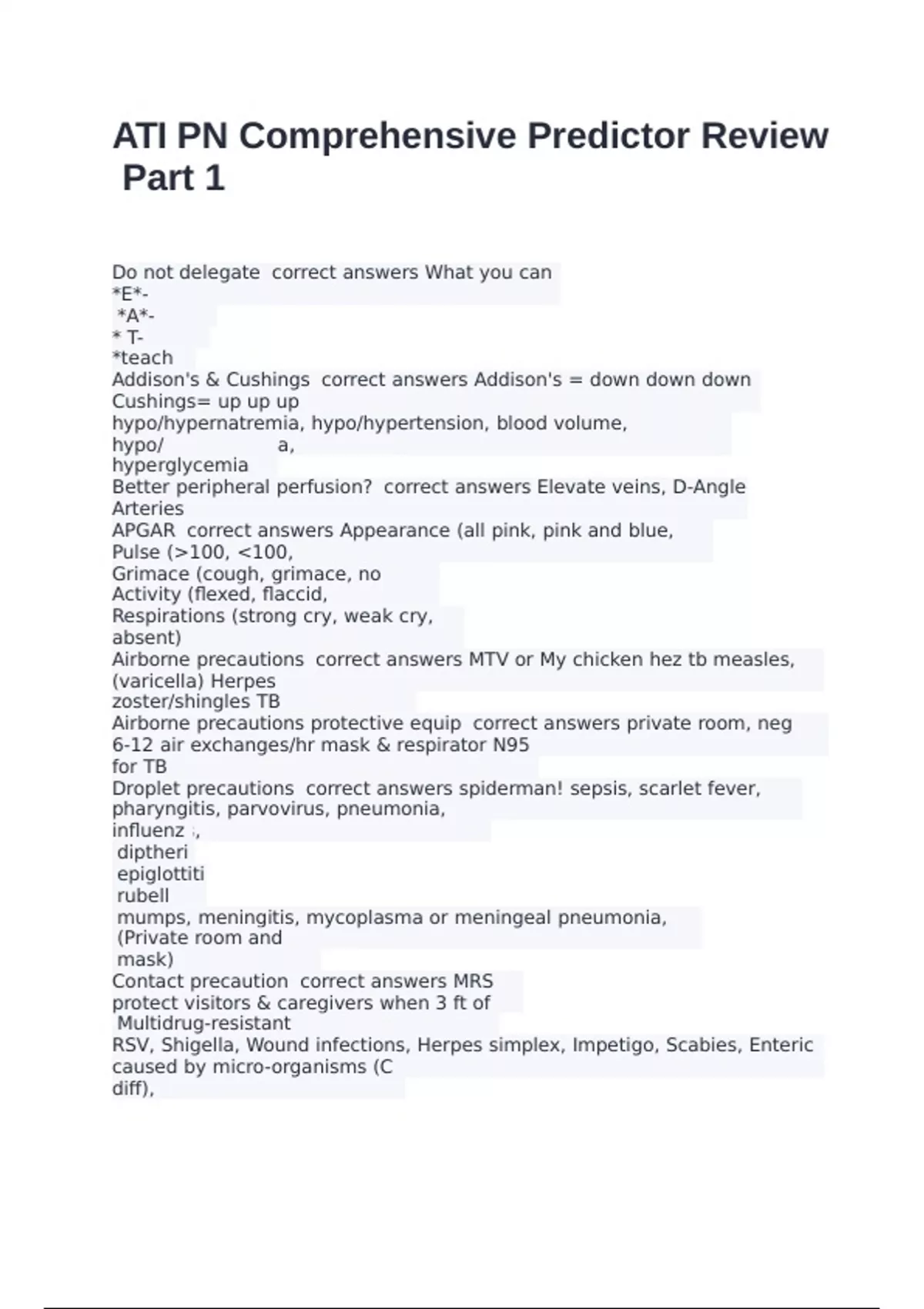 ATI PN Comprehensive Predictor Review Part 1 exam with correct answers ...