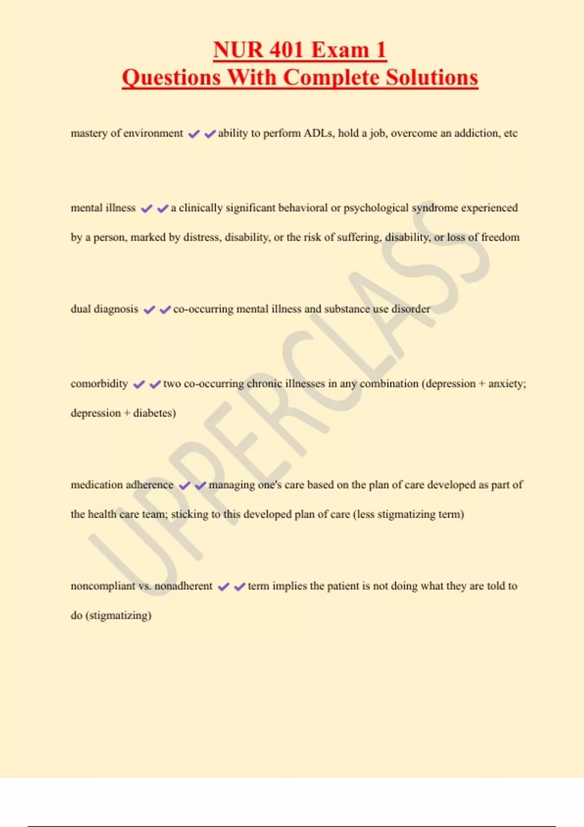 NUR 401 Exam 1 Questions With Complete Solutions - NURS 401 - Stuvia US