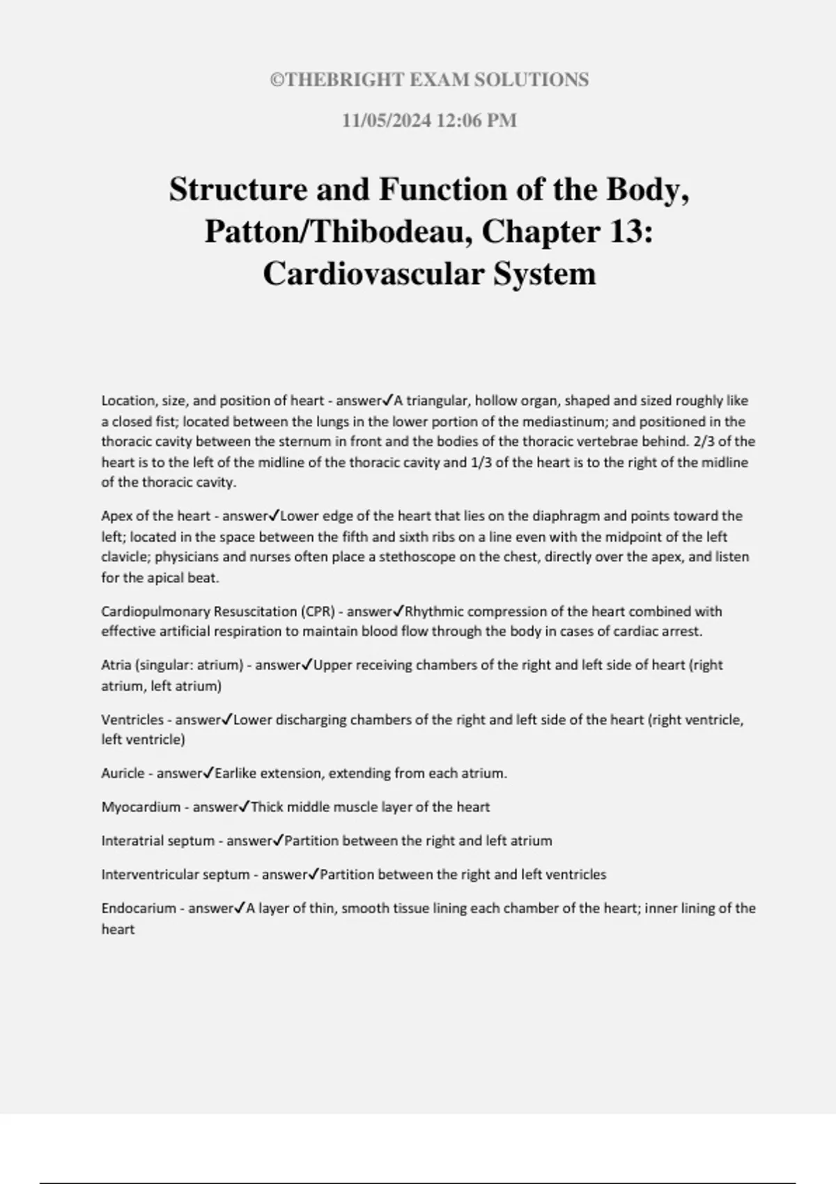 Structure and Function of the Body, Patton/Thibodeau, Chapter 13 ...