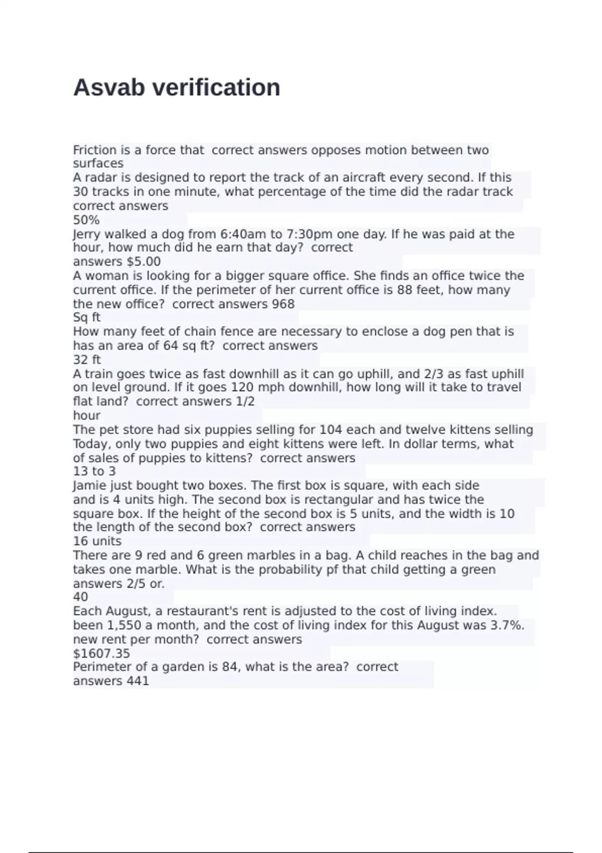 Asvab verification exam with correct answers 2024 - Asvab verification ...