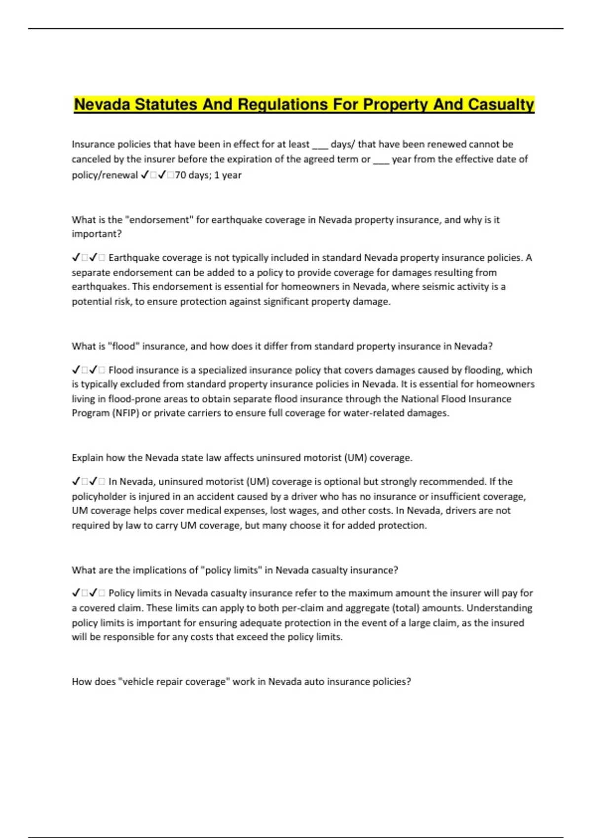 Property and Casualty Insurance Nevada State Law Supplement Complete ...