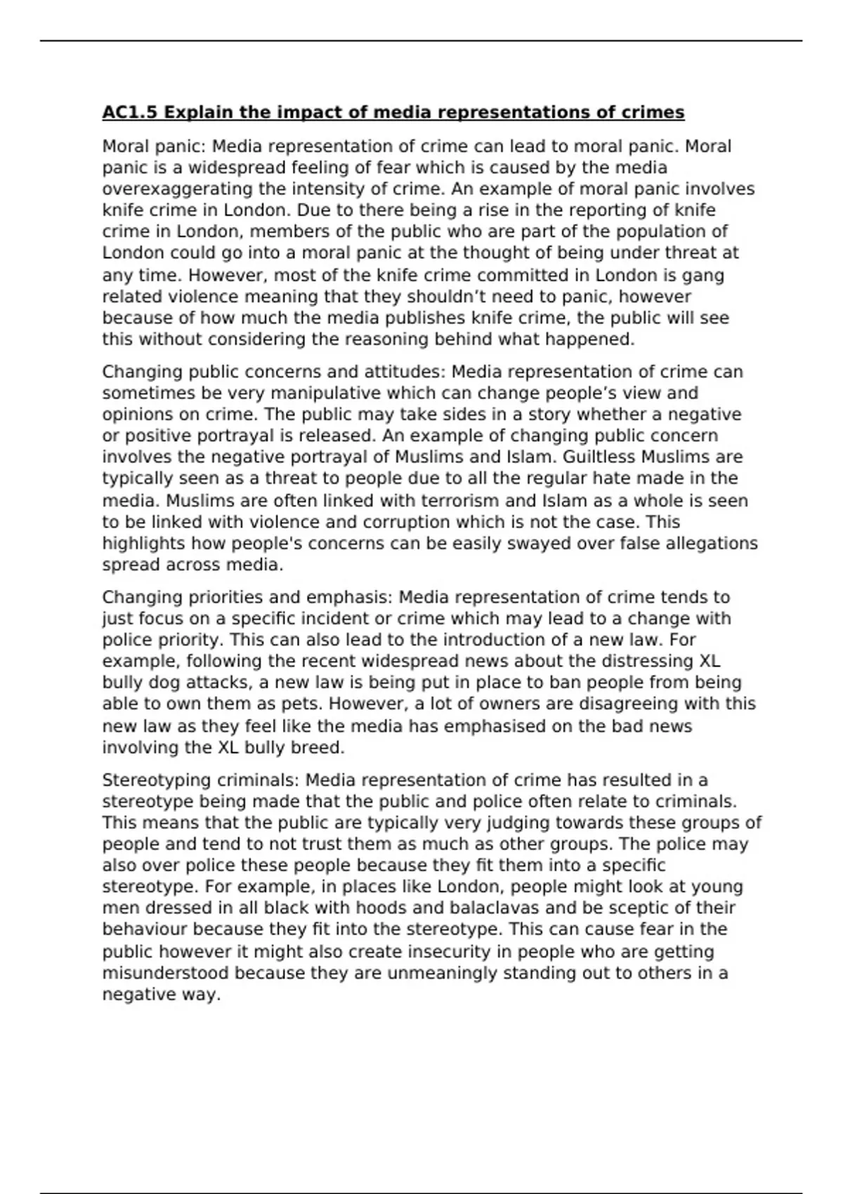 A* Full Mark model answers for WJEC Criminology Unit 1 AC1.5 - Changing ...