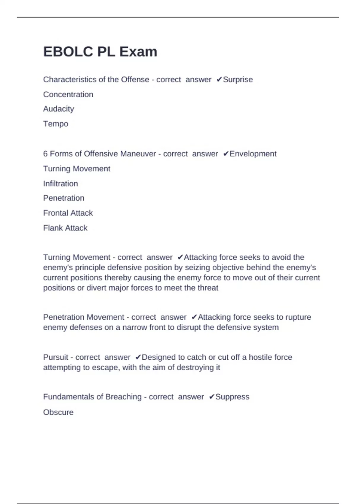 EBOLC PL Exam Questions with complete solution - SBOLC - Stuvia US