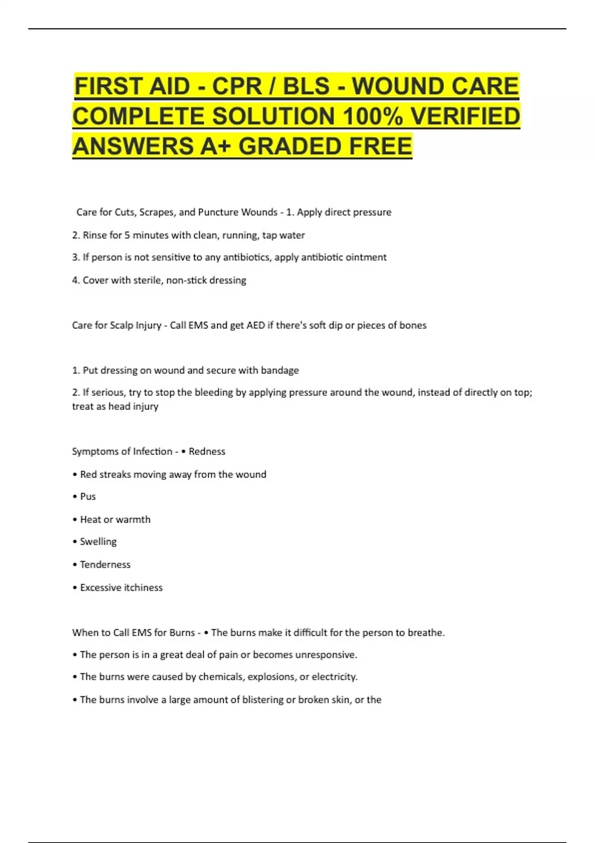 First Aid - CPR / BLS - Wound Care - First Aid - CPR / BLS - Wound Care ...