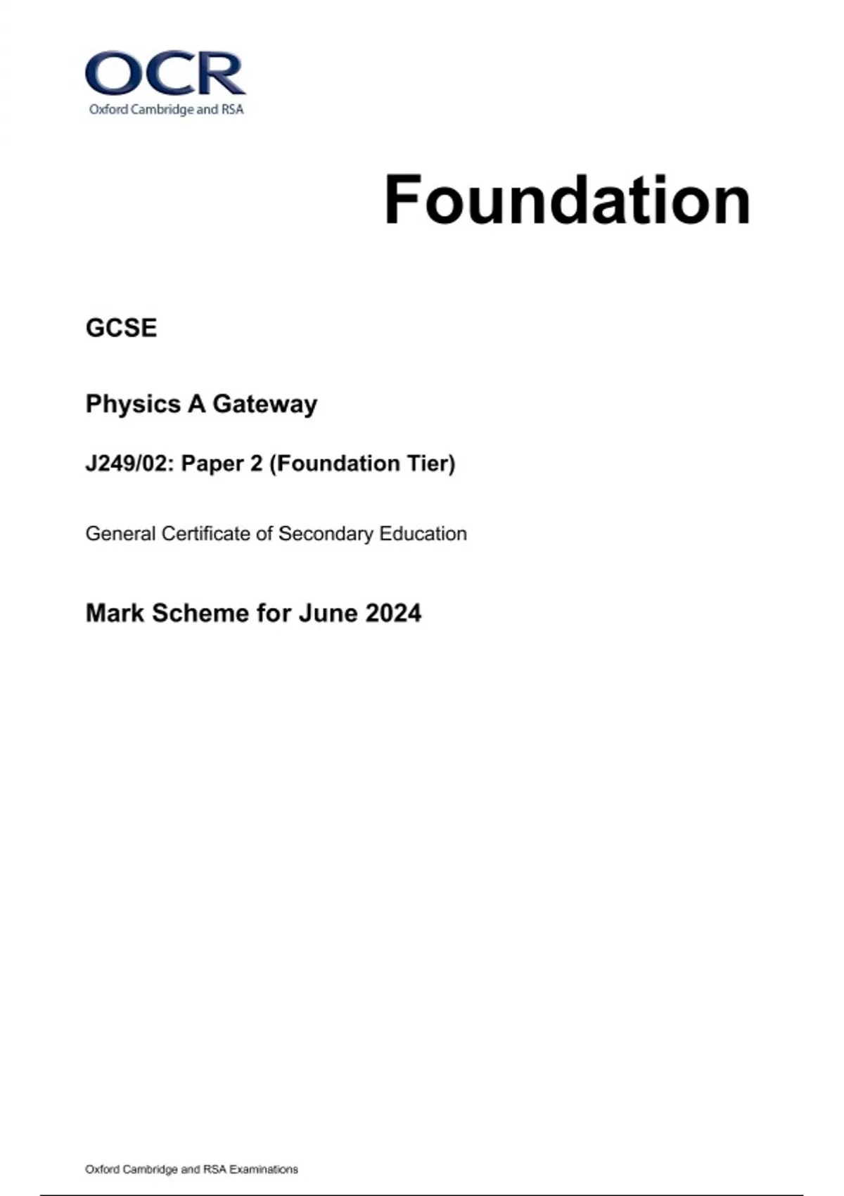 OCR GCSE (9–1) Physics A (Gateway Science) J249/02 (Foundation Tier ...