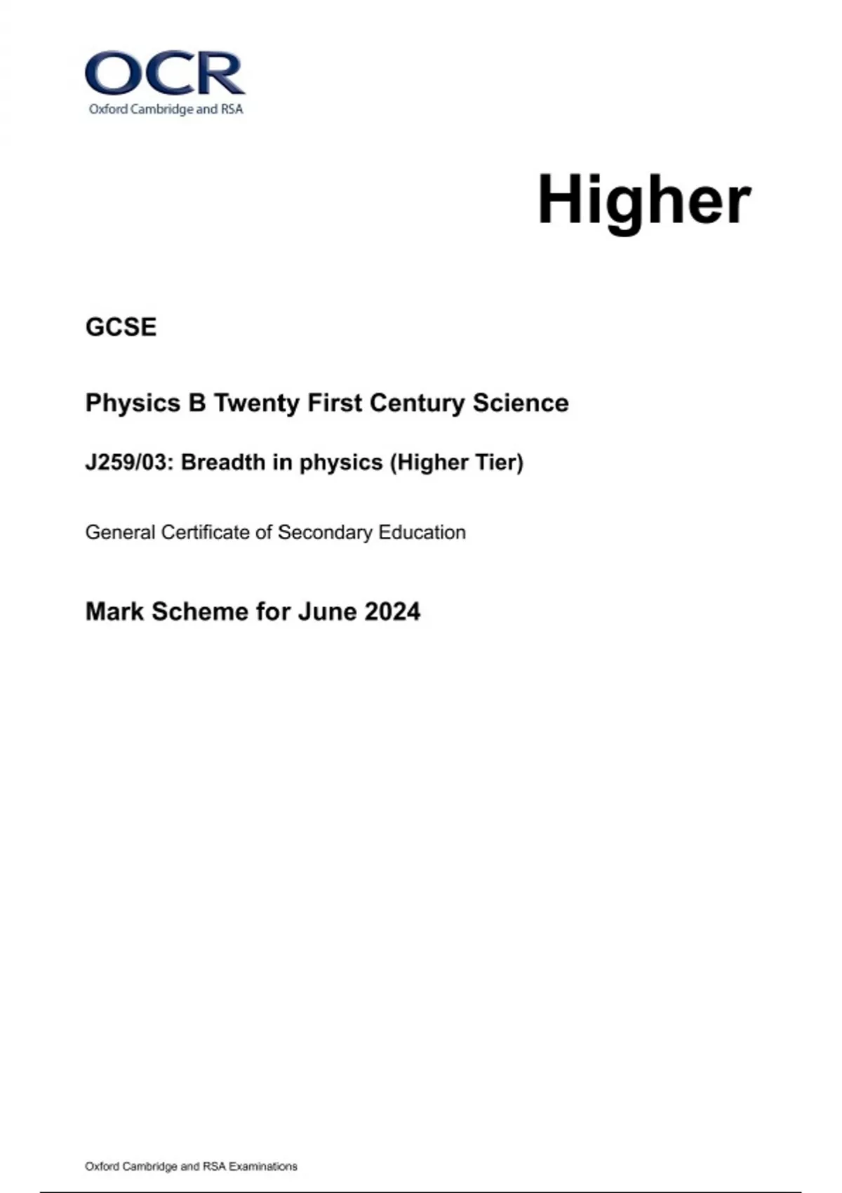 OCR GCSE (9–1) Physics B (Twenty First Century Science) Paper 3 and 4 ...