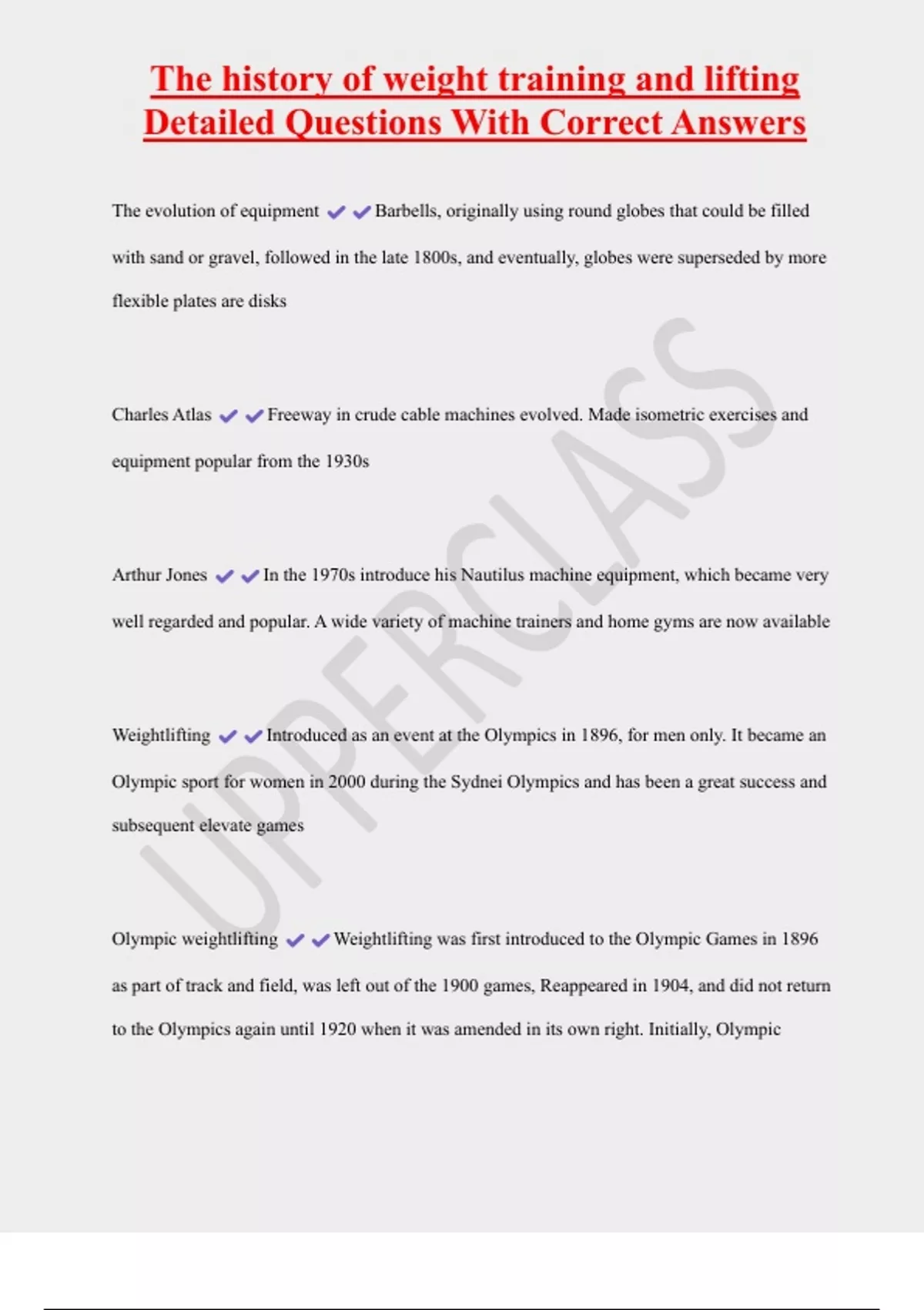 The history of weight training and lifting Detailed Questions With ...