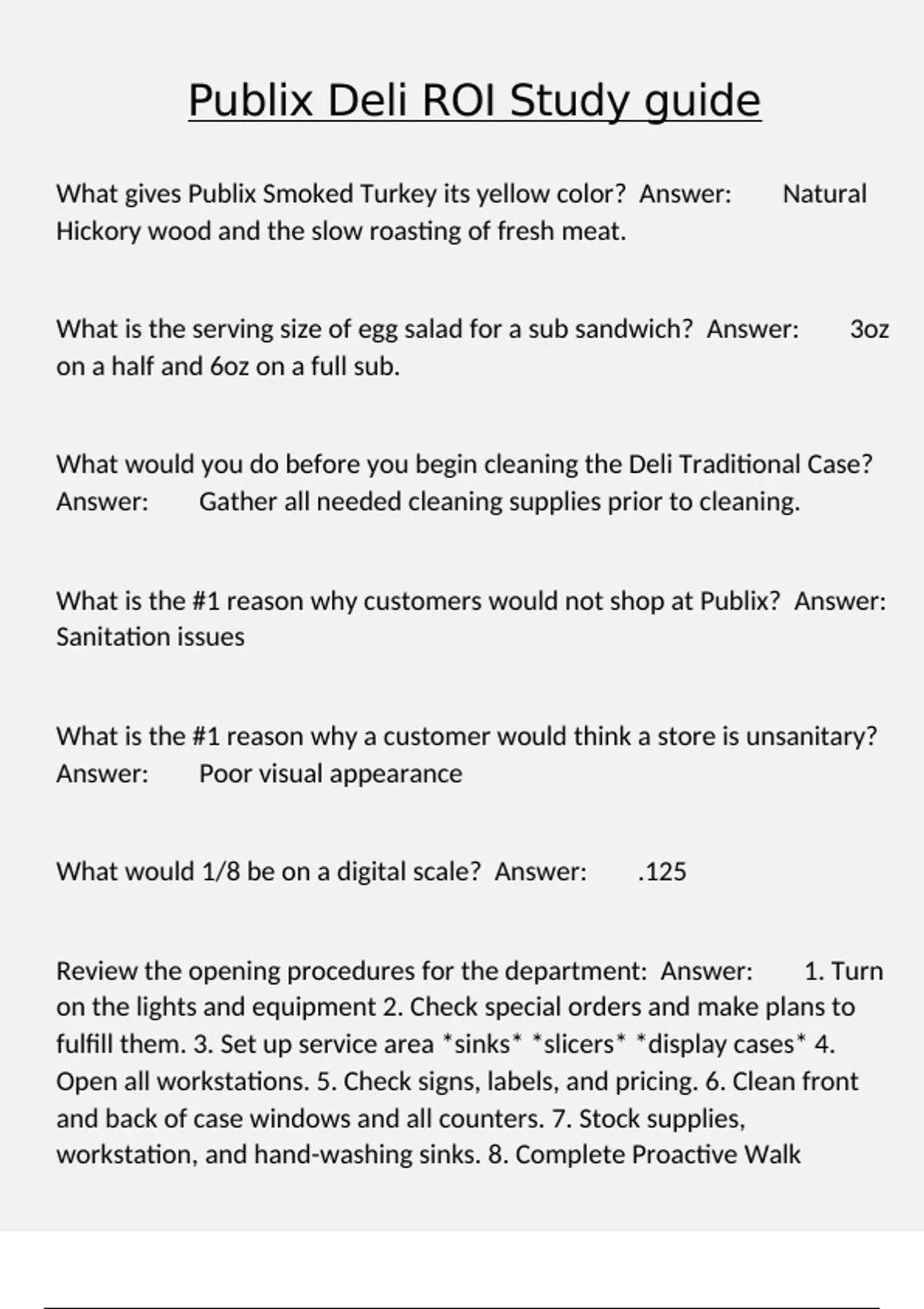 Publix Deli ROI Study guide 2024/2025 With complete solutions latest ...