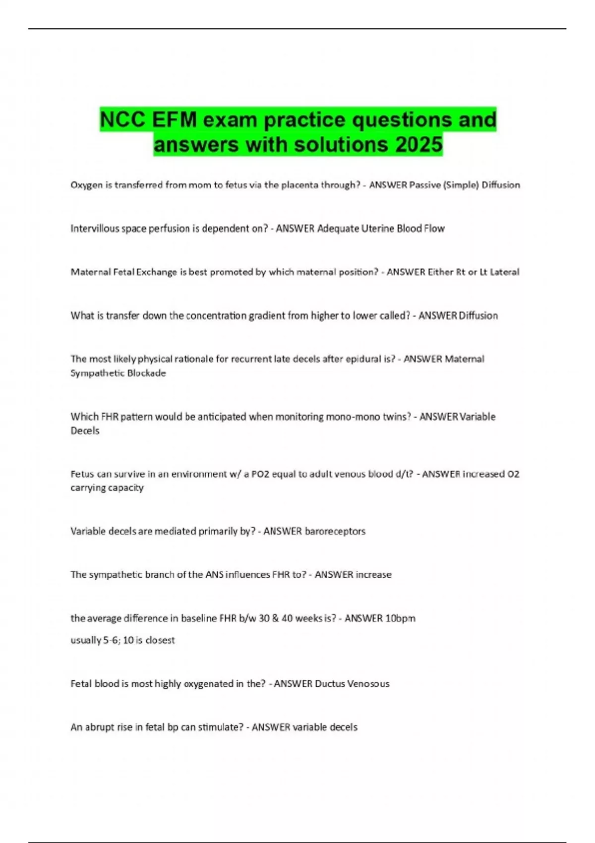 NCC EFM exam practice questions and answers with solutions 2025 - NCC ...