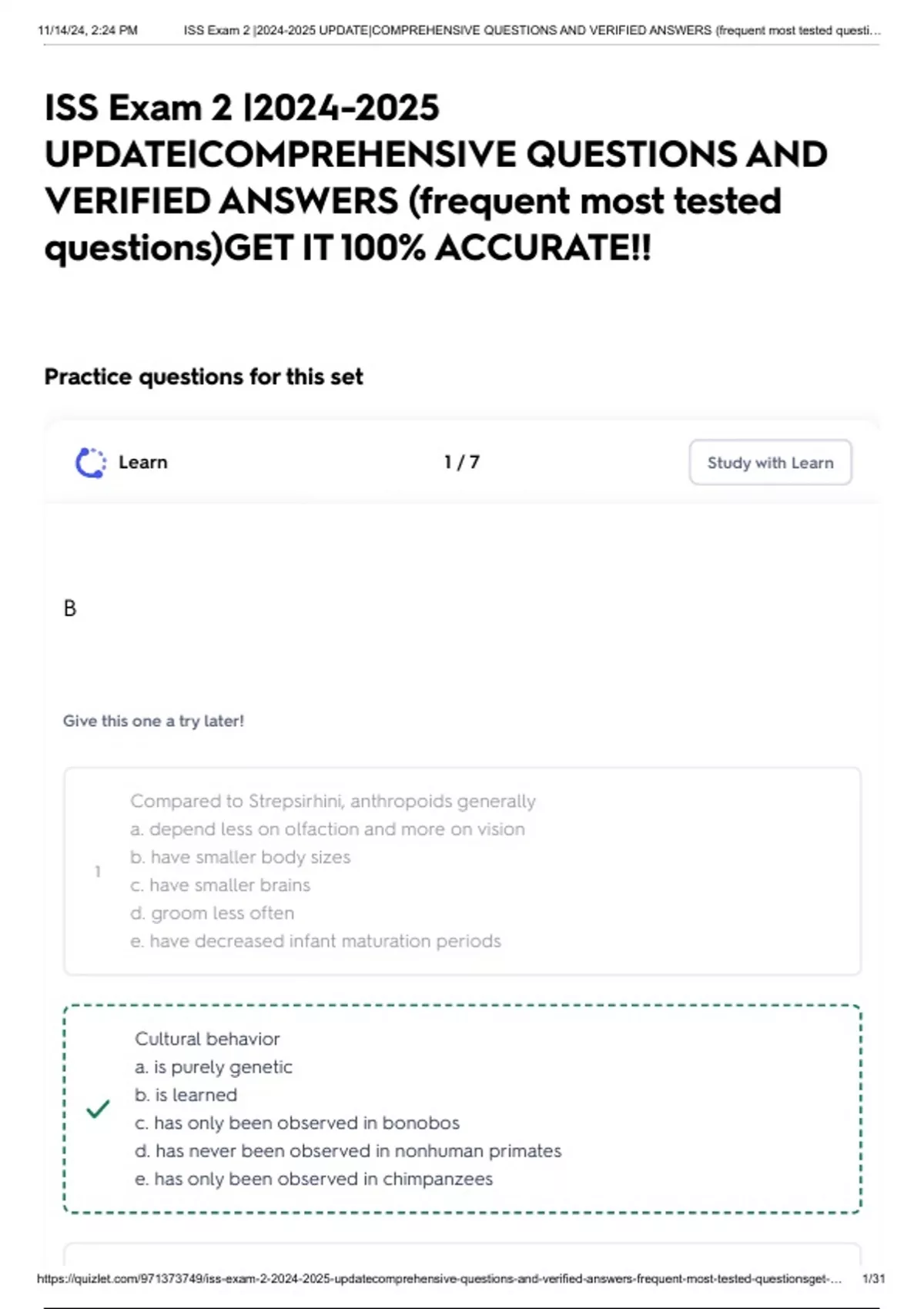 ISS Exam 2 | UPDATE|COMPREHENSIVE QUESTIONS AND VERIFIED ANSWERS ...