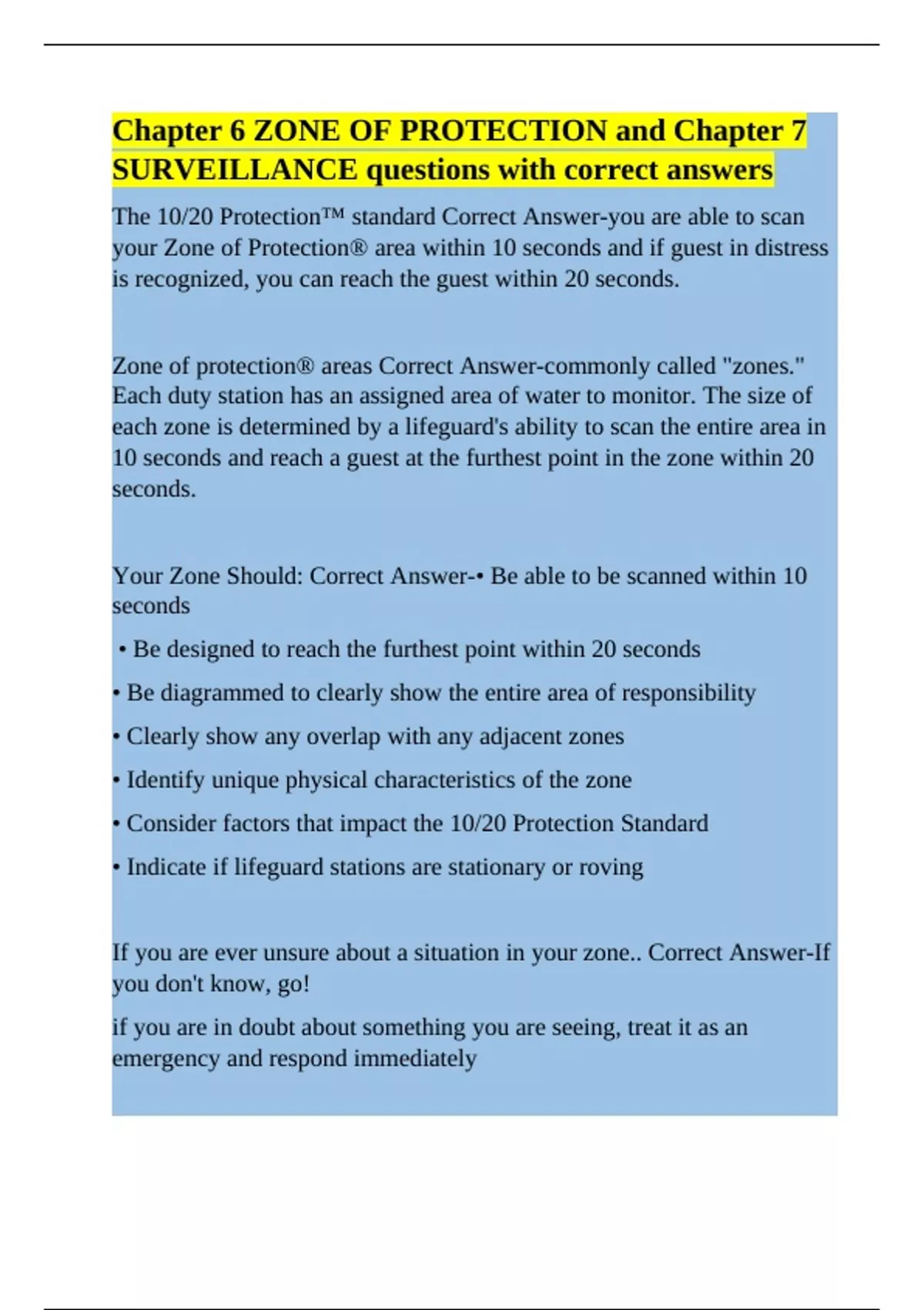 Chapter 6 ZONE OF PROTECTION and Chapter 7 SURVEILLANCE questions with ...