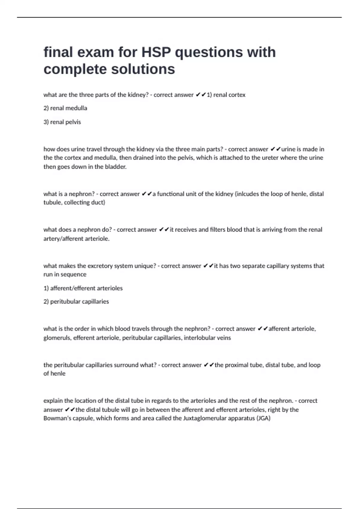 final exam for HSP questions with complete solutions - HSP - Stuvia US