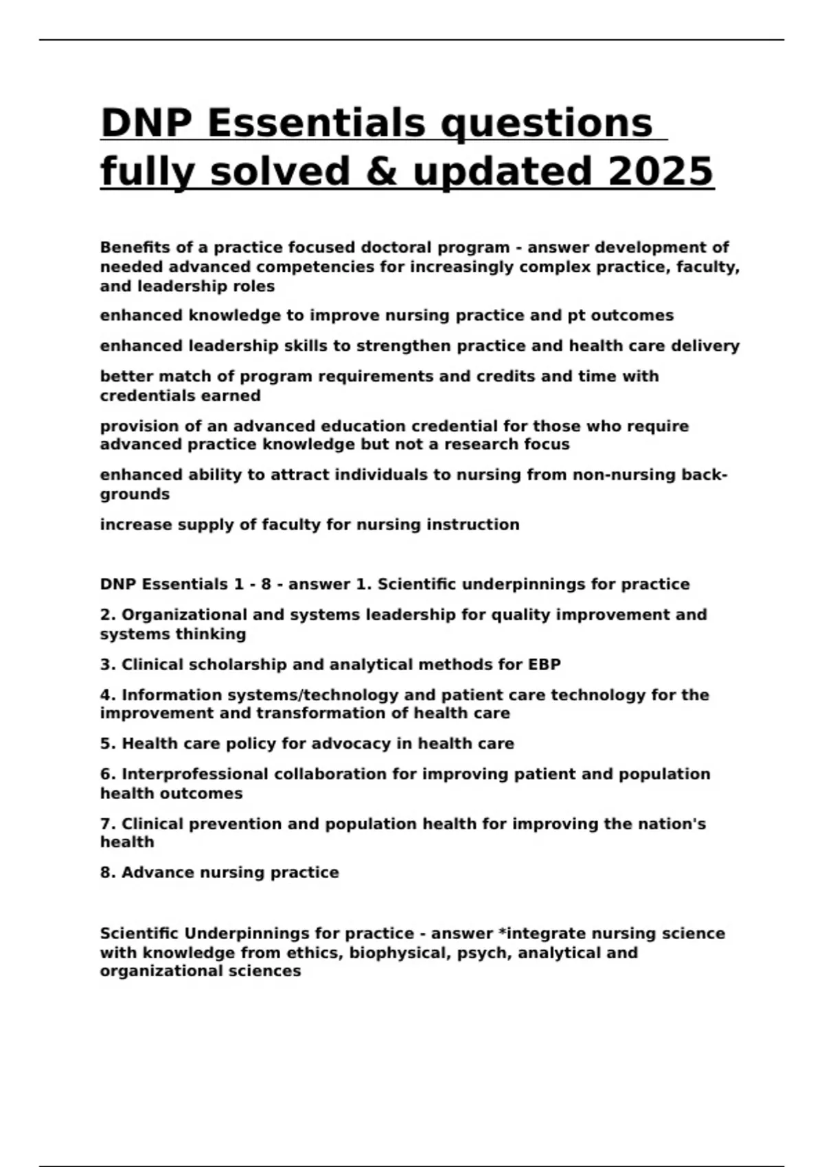 DNP Essentials questions fully solved & updated 2025 - DNP Hematologic & EENT Disorders - Stuvia US