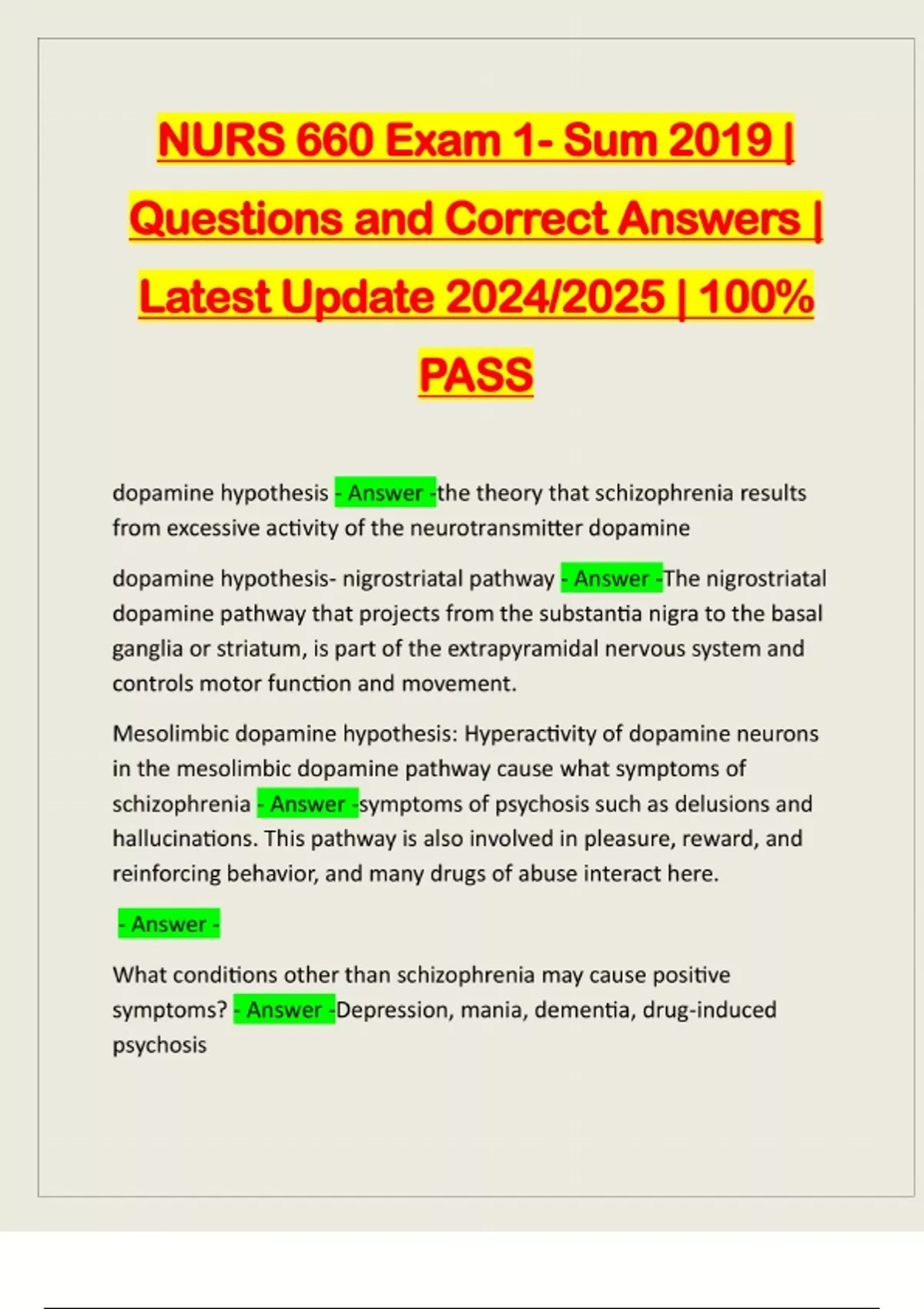 NURS 660 Exam 1- Sum 2019 | Questions and Correct Answers | Latest ...