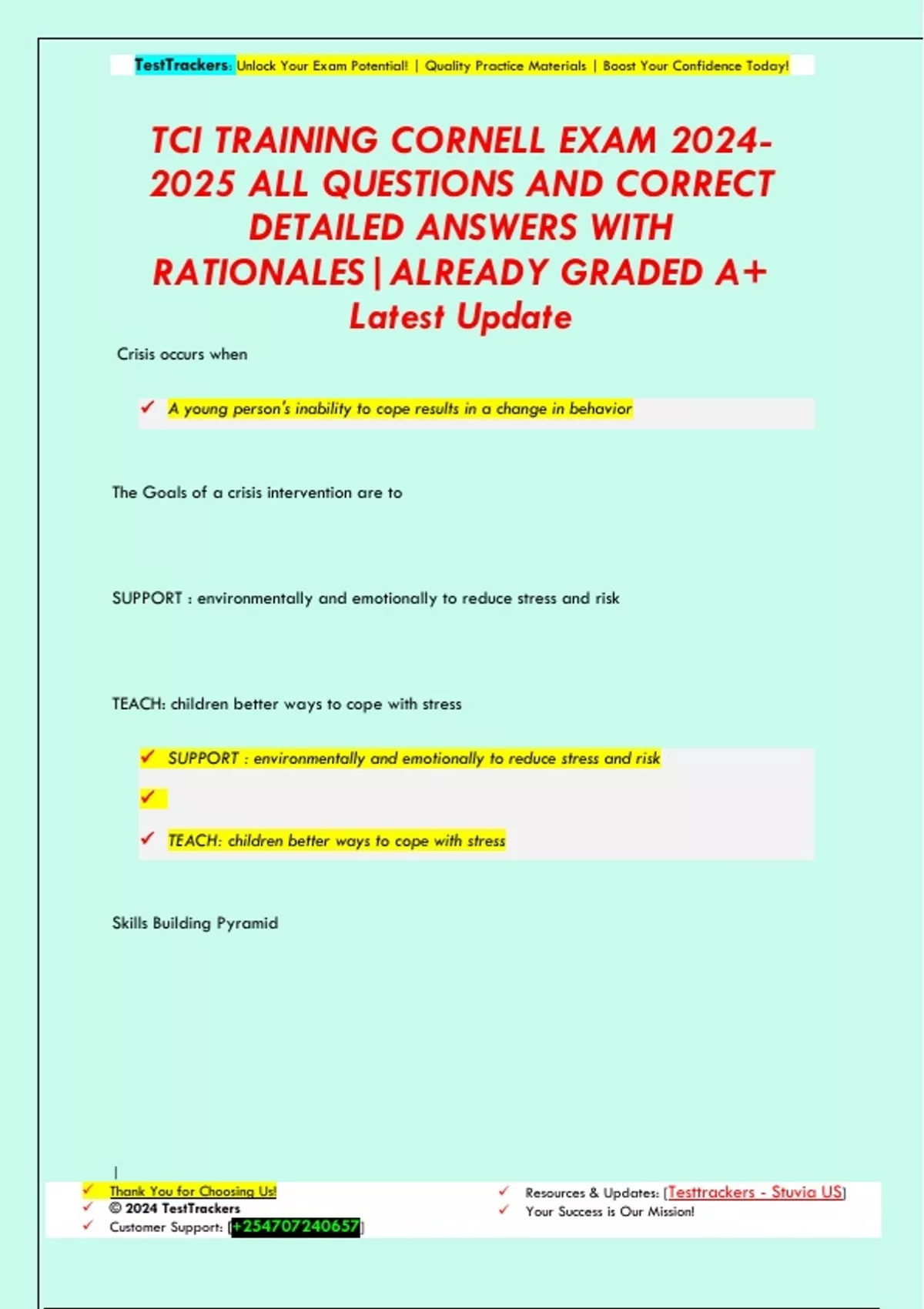 TCI Training Cornell – Exam 2024–2025 – All Questions and Correct ...
