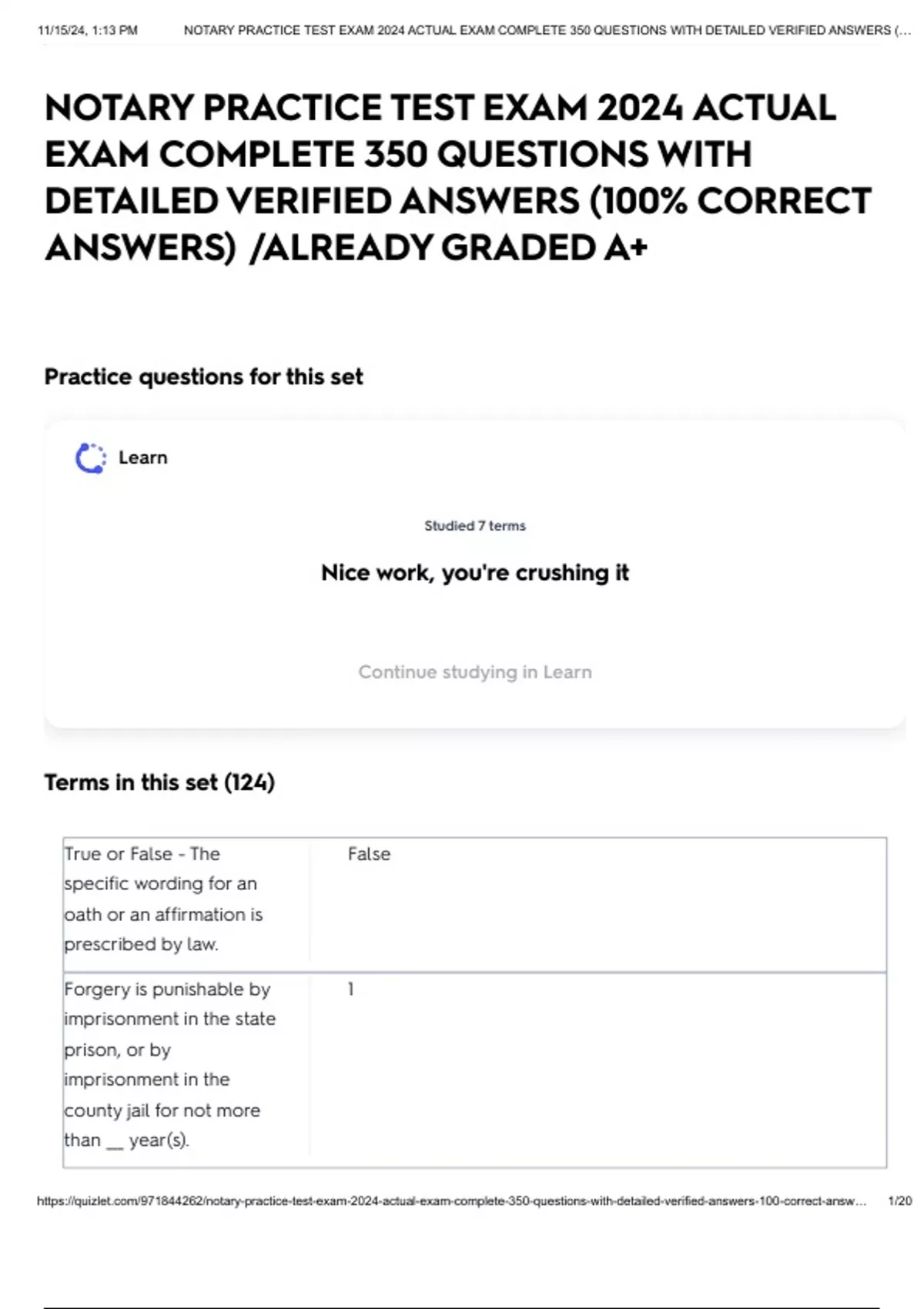 NOTARY PRACTICE TEST EXAM 2024 ACTUAL EXAM COMPLETE 350 QUESTIONS WITH ...