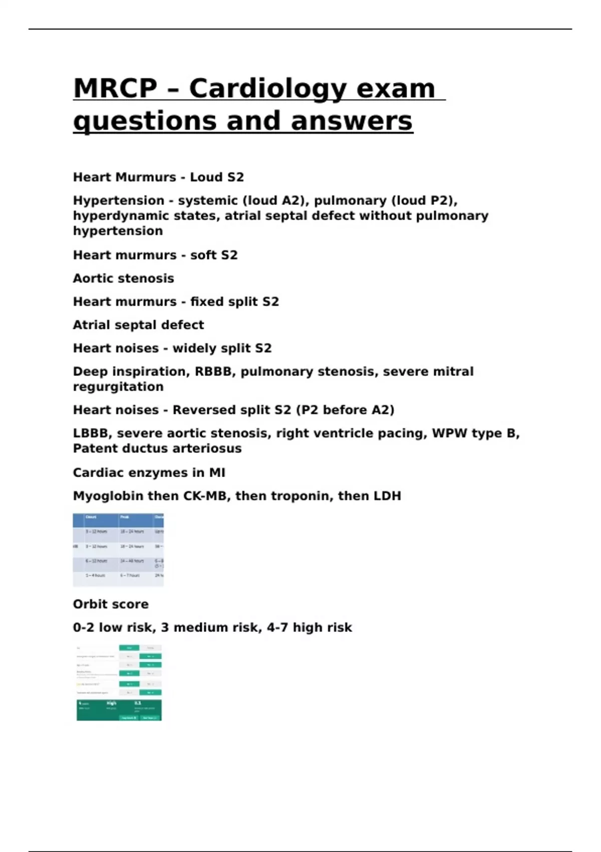 MRCP – Cardiology exam questions and answers.do - Mrcp - Stuvia US