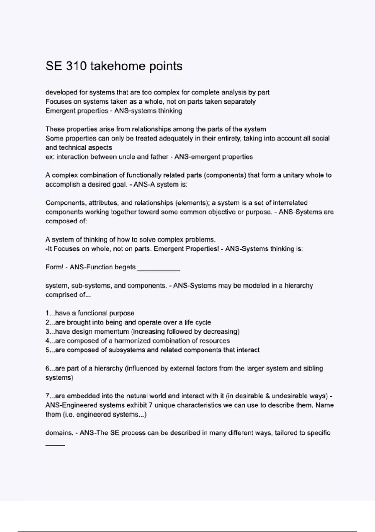 SE 310 takehome points exam questions with correct answers with complete A+solution 2024/2025 ...