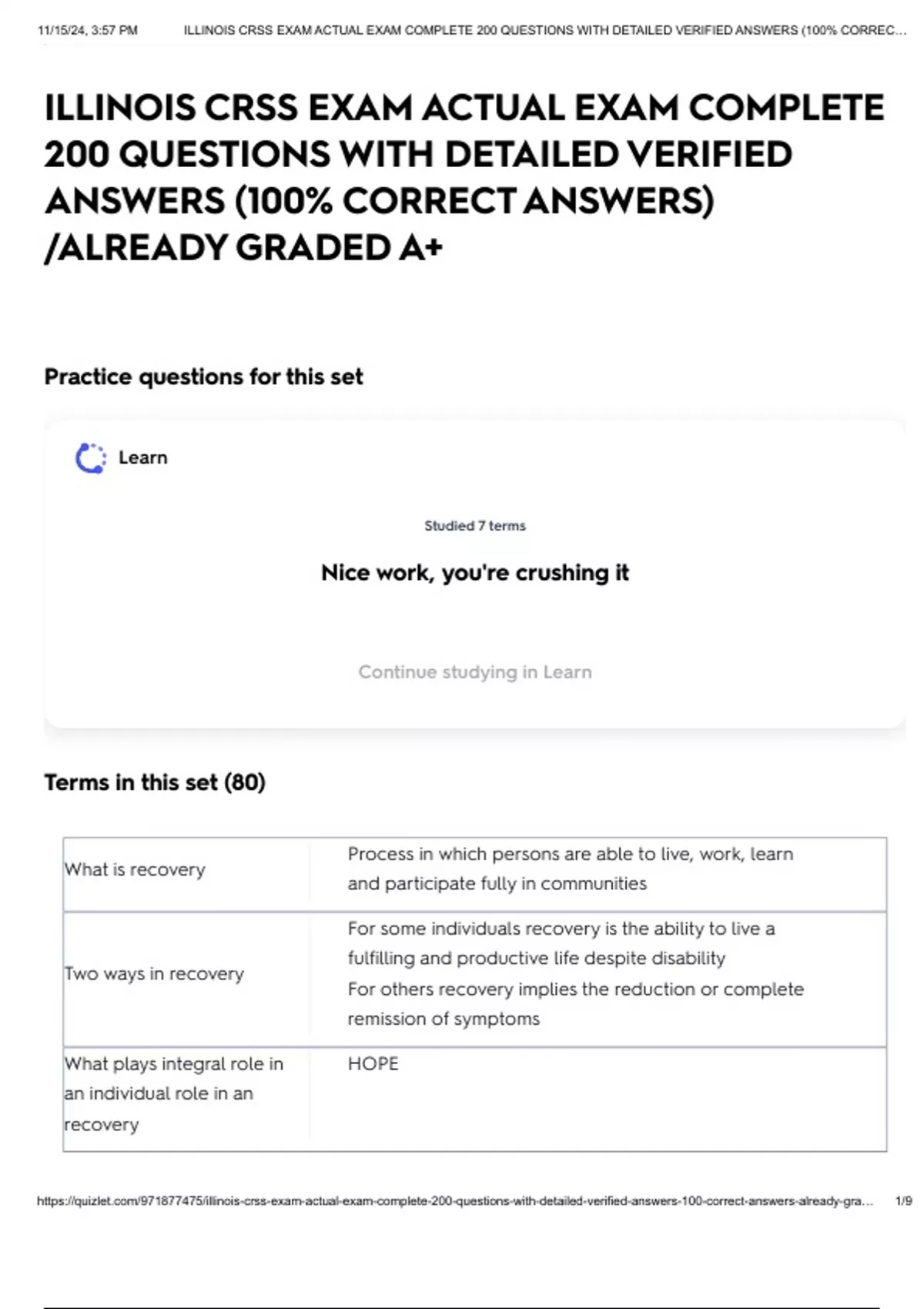 ILLINOIS CRSS EXAM ACTUAL EXAM COMPLETE 200 QUESTIONS WITH DETAILED ...