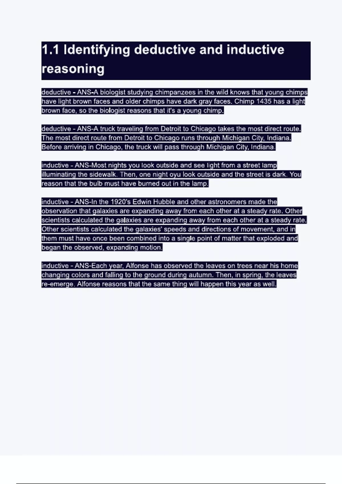 1.1 Identifying deductive and inductive reasoning exam questions with ...