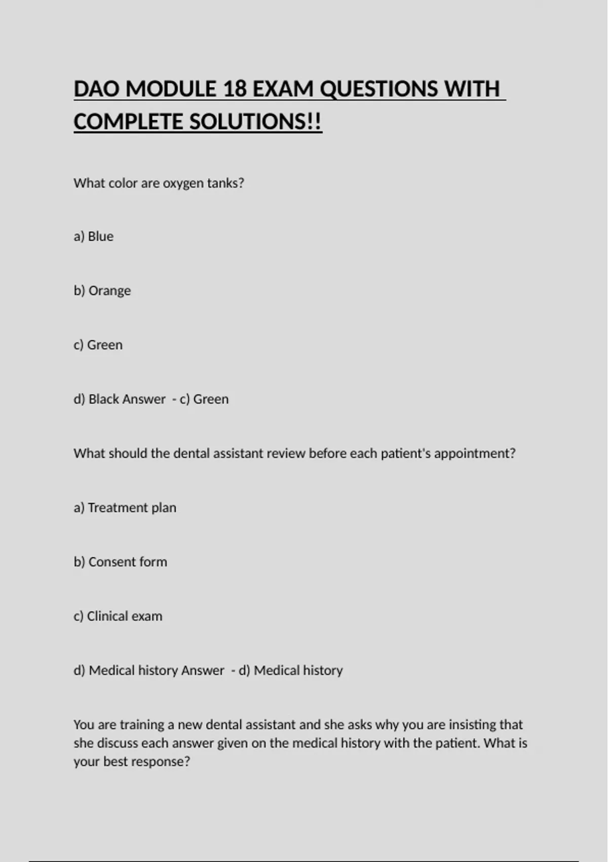 DAO MODULE 18 EXAM QUESTIONS WITH COMPLETE SOLUTIONS!! - DAO - Stuvia US