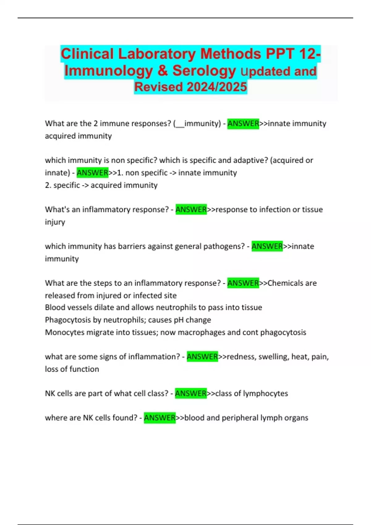 Clinical Laboratory Methods PPT 12- Immunology & Serology updated and ...