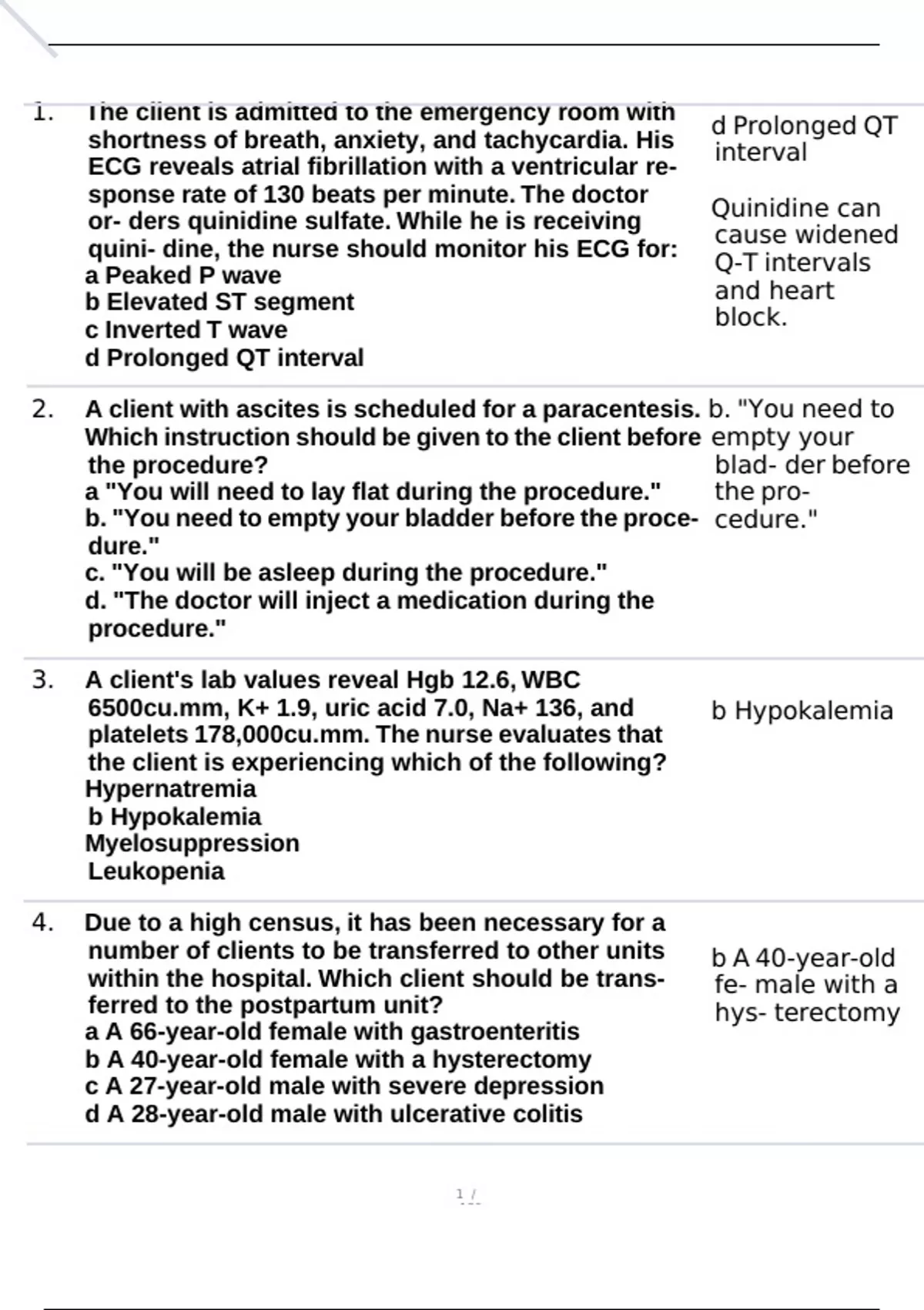 Pearson Exam Cram NCLEX RN Test -1 med surg Questions with complete ...