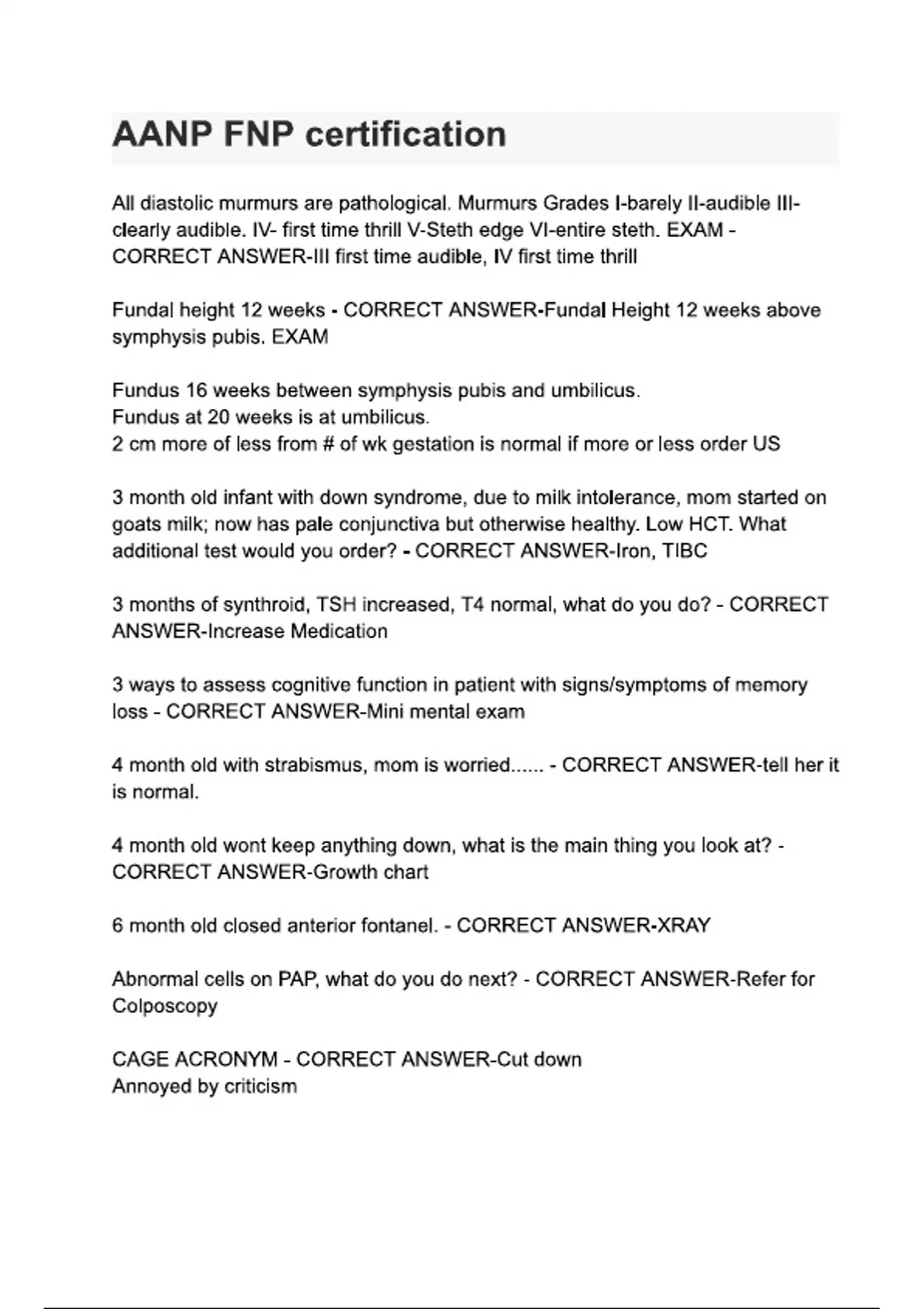 AANP FNP certification- QUESTIONS LATEST UPDATE 2024 WITH CORRECT ...