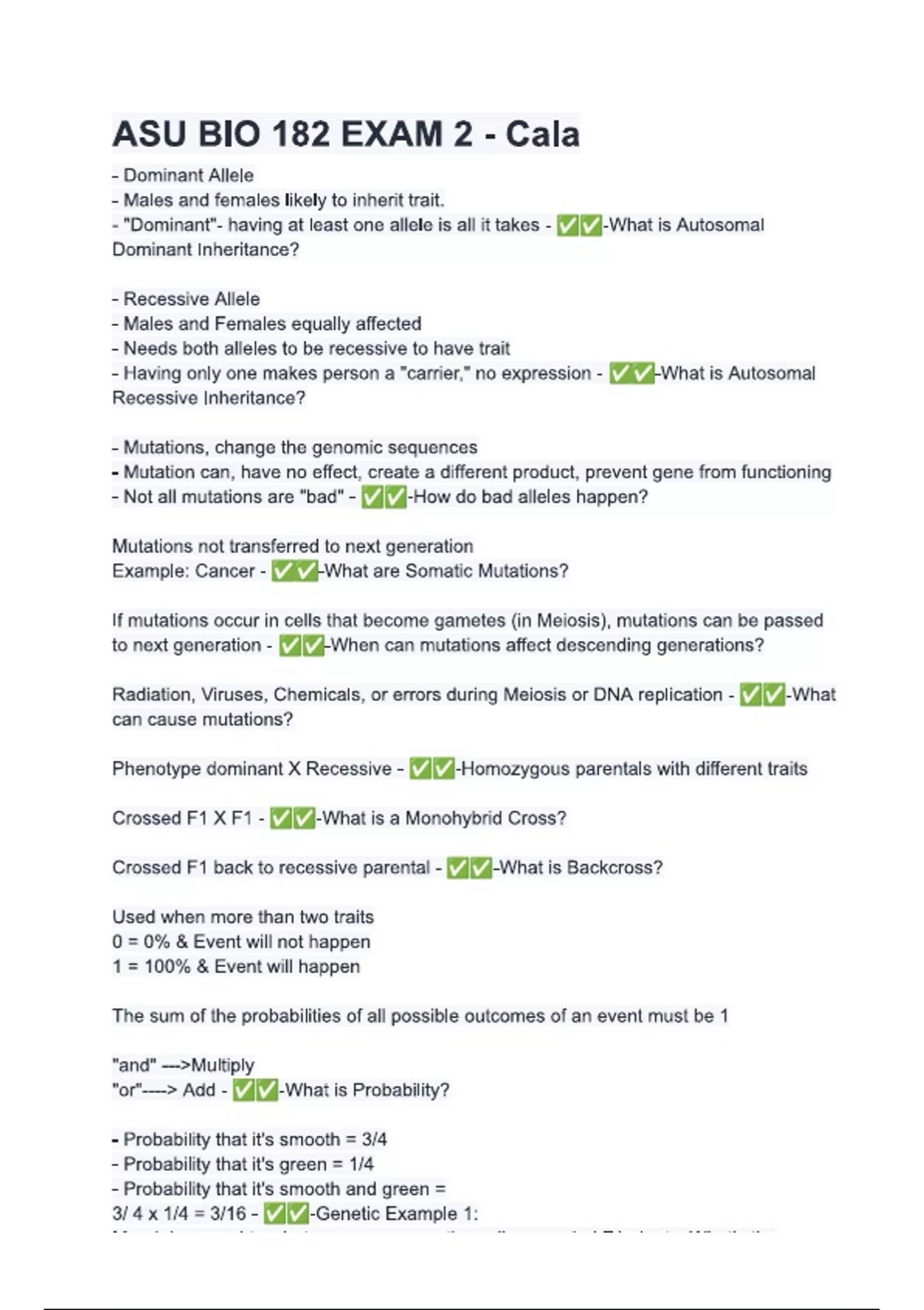 ASU BIO 182 EXAM 2 - Cala Review Questions and Answers Solved - Biology ...