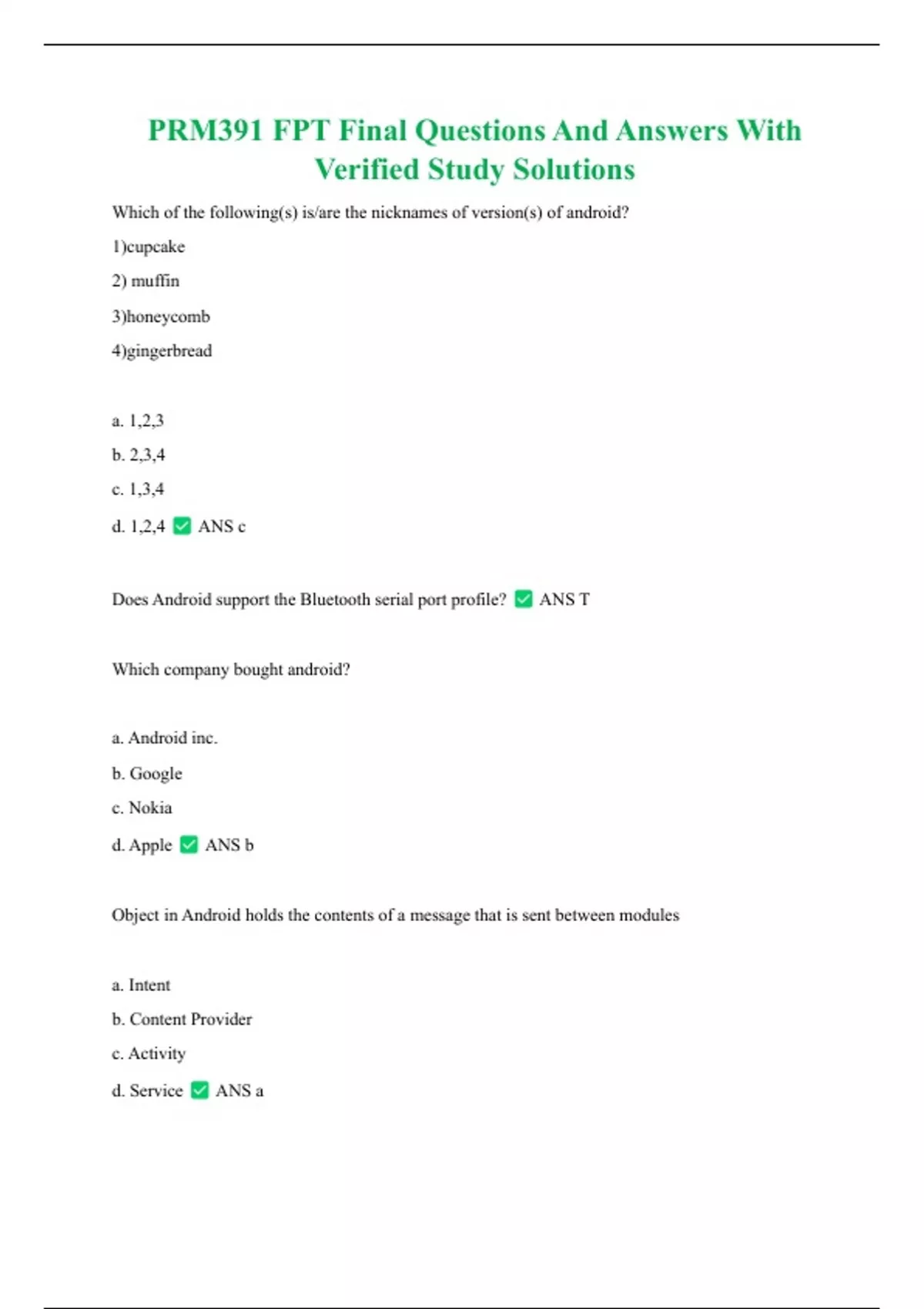 PRM391 FPT Final Questions And Answers With Verified Study Solutions ...
