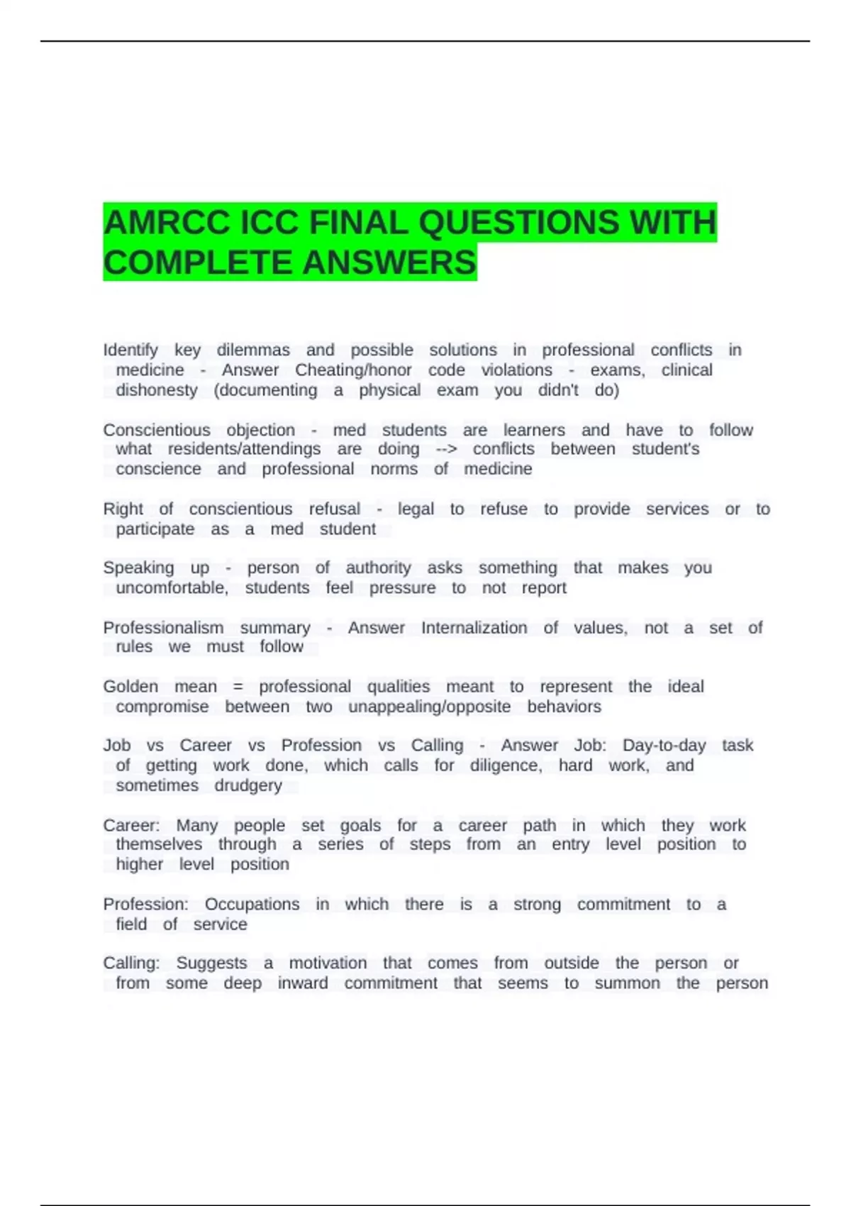 AMRCC ICC FINAL QUESTIONS WITH COMPLETE ANSWERS - AMRCC ICC - Stuvia US