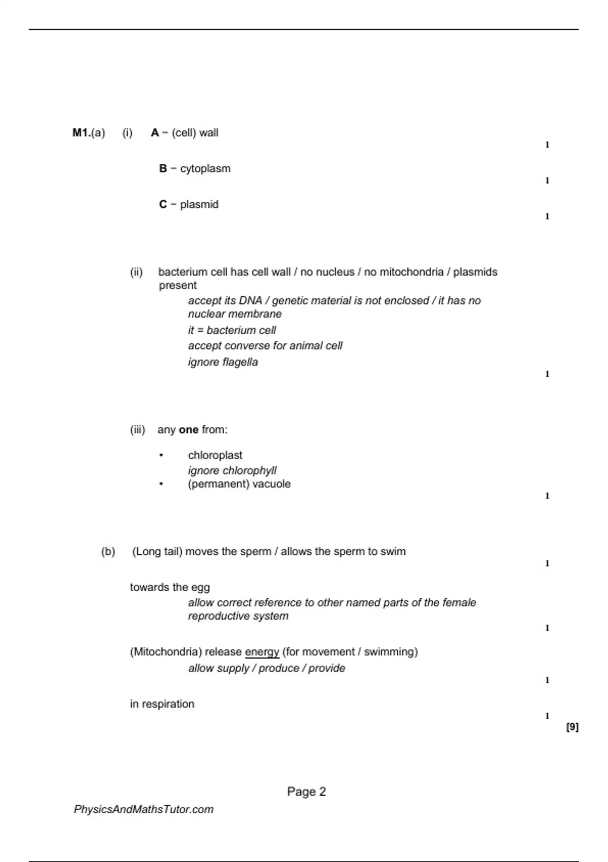 "Comprehensive Cell Structure Assessment and Marking Guide" - Biology ...