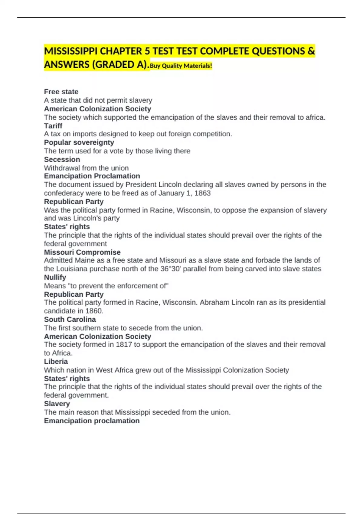MISSISSIPPI CHAPTER 5 TEST TEST COMPLETE QUESTIONS & ANSWERS (GRADED A ...