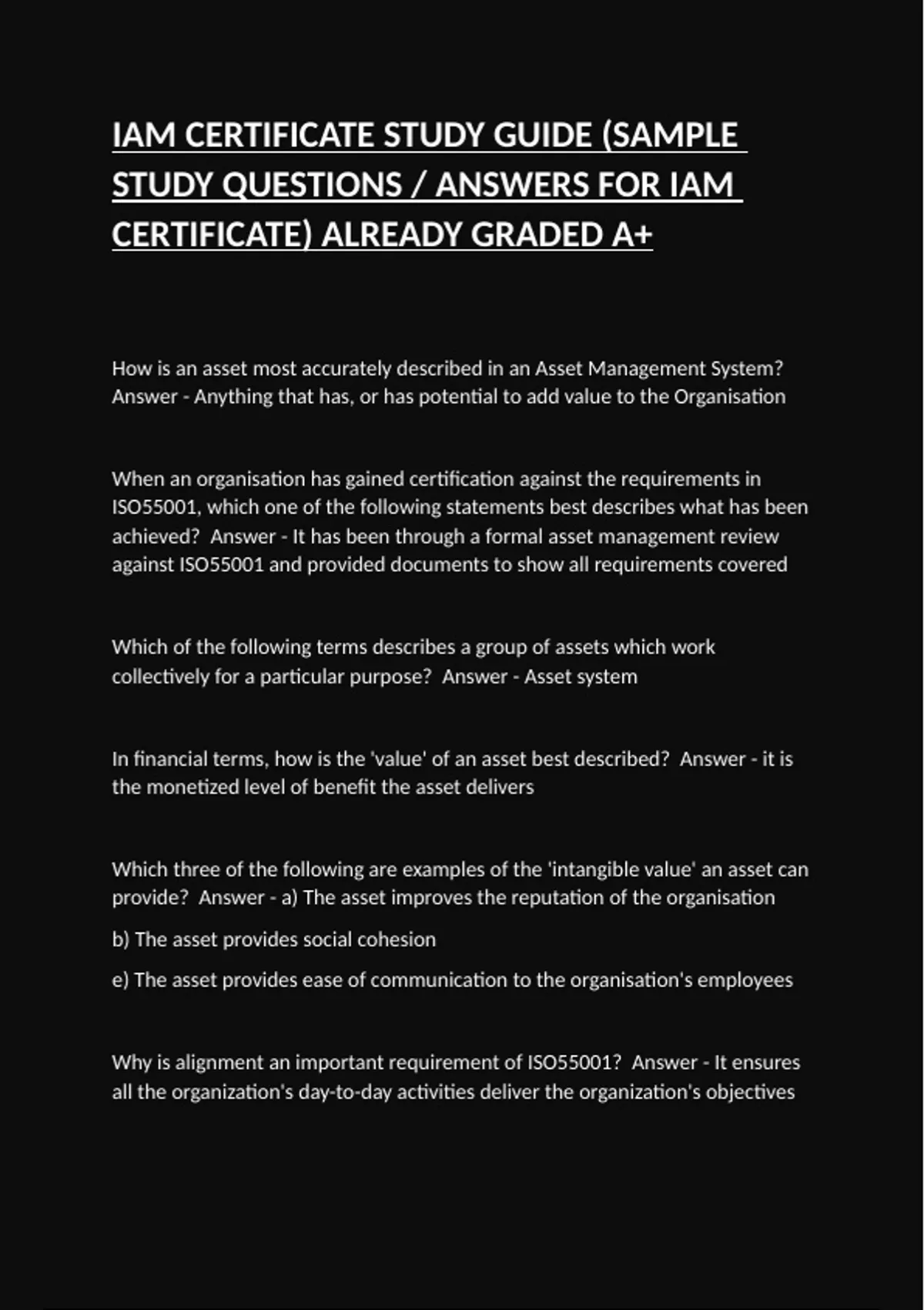 IAM CERTIFICATE STUDY GUIDE (SAMPLE STUDY QUESTIONS / ANSWERS FOR IAM ...