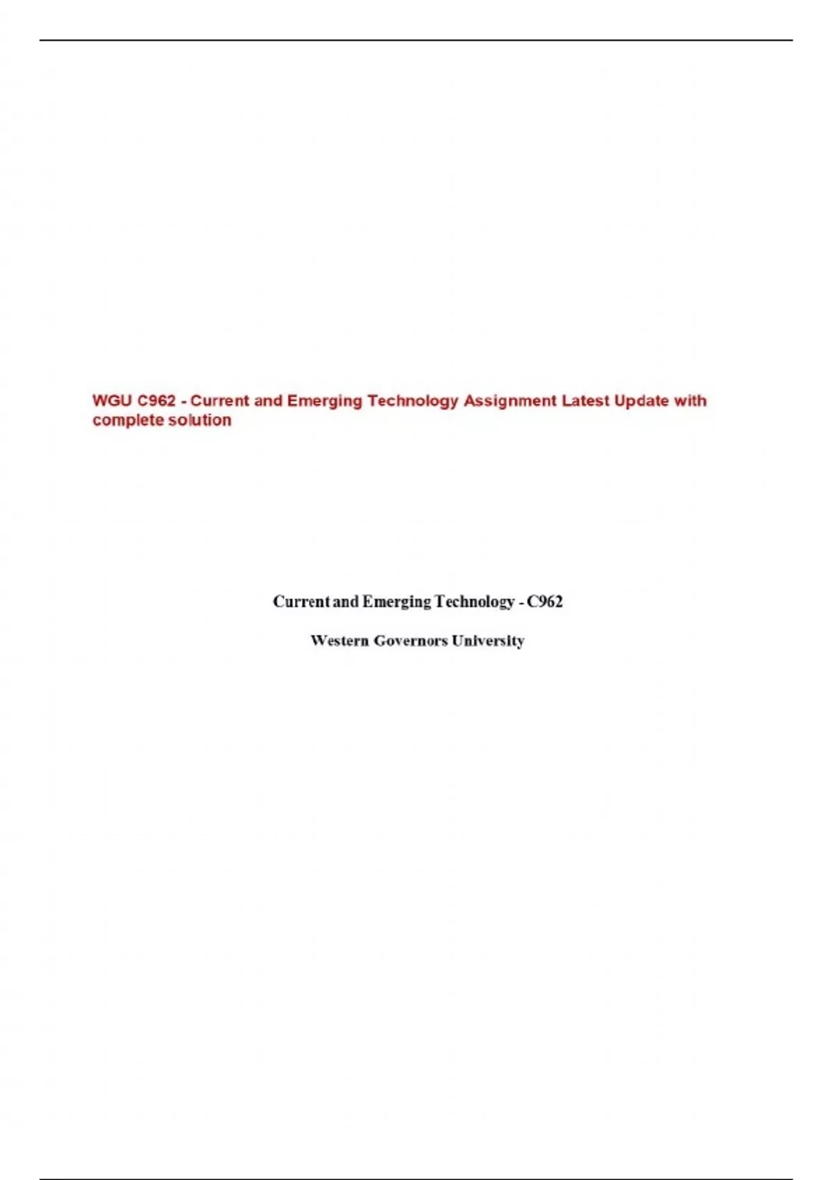 WGU C962 - Current and Emerging Technology Assignment Latest Update ...