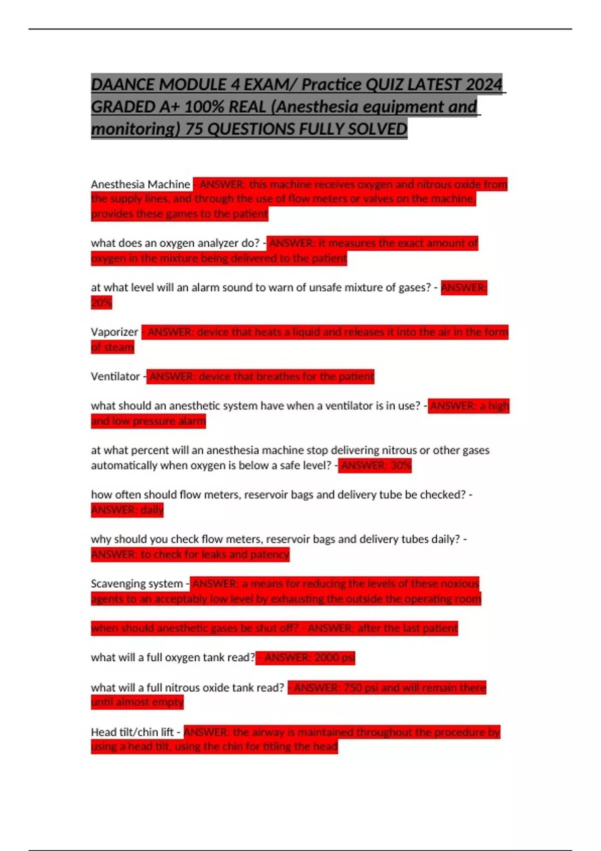 DAANCE MODULE 4 EXAM/ Practice QUIZ LATEST 2024 GRADED A+ 100% REAL ...