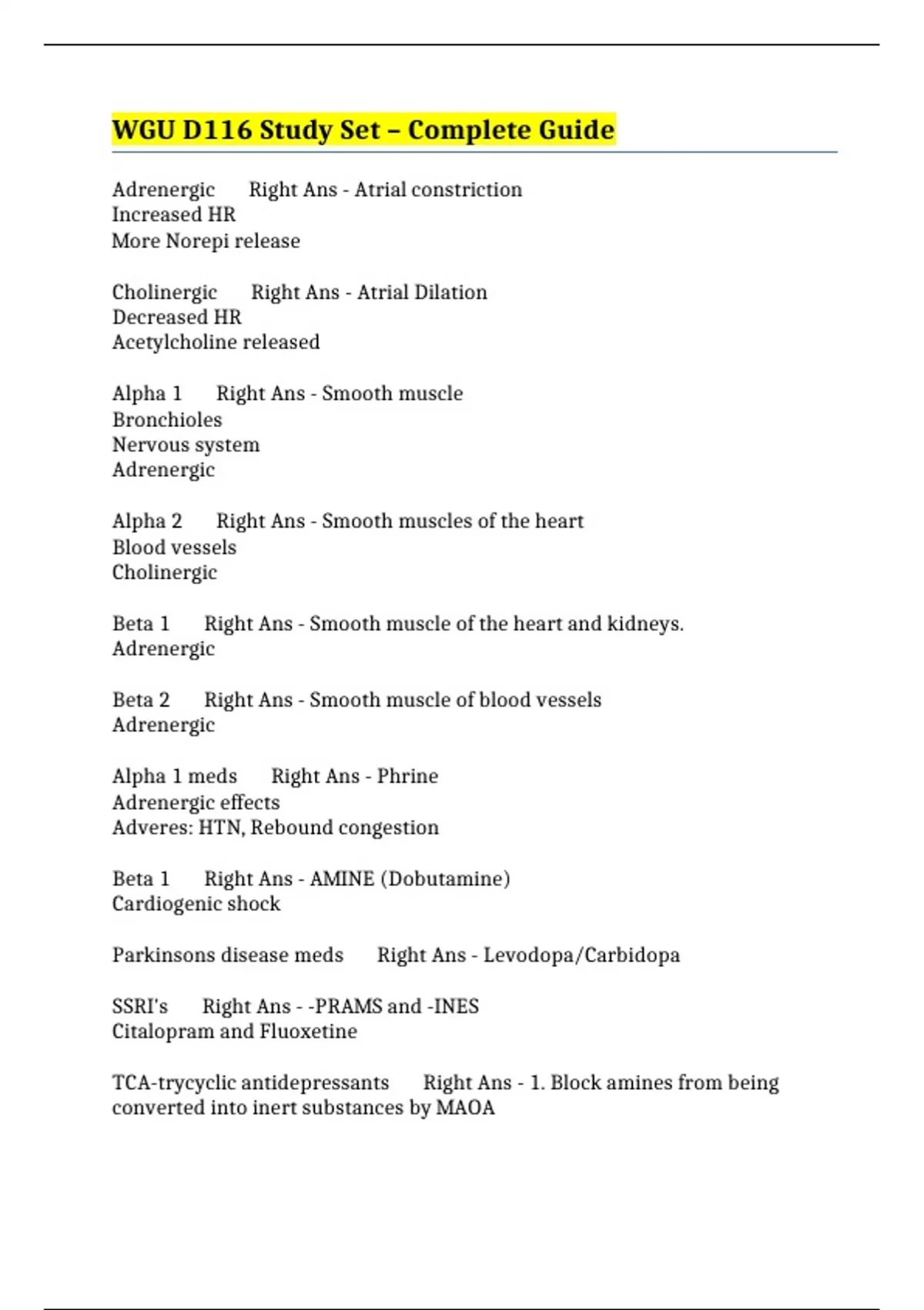 WGU D116 Study Set – Complete Guide - WGU D116 - Stuvia US