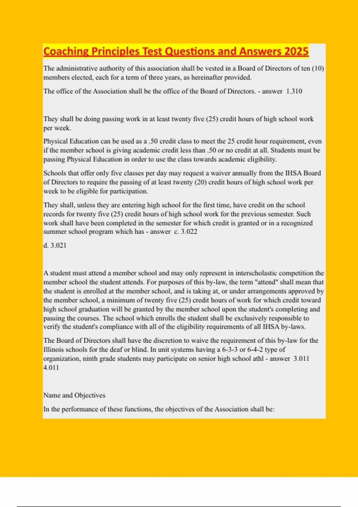 Coaching Principles Test Questions and Answers 2025 - Coaching ...