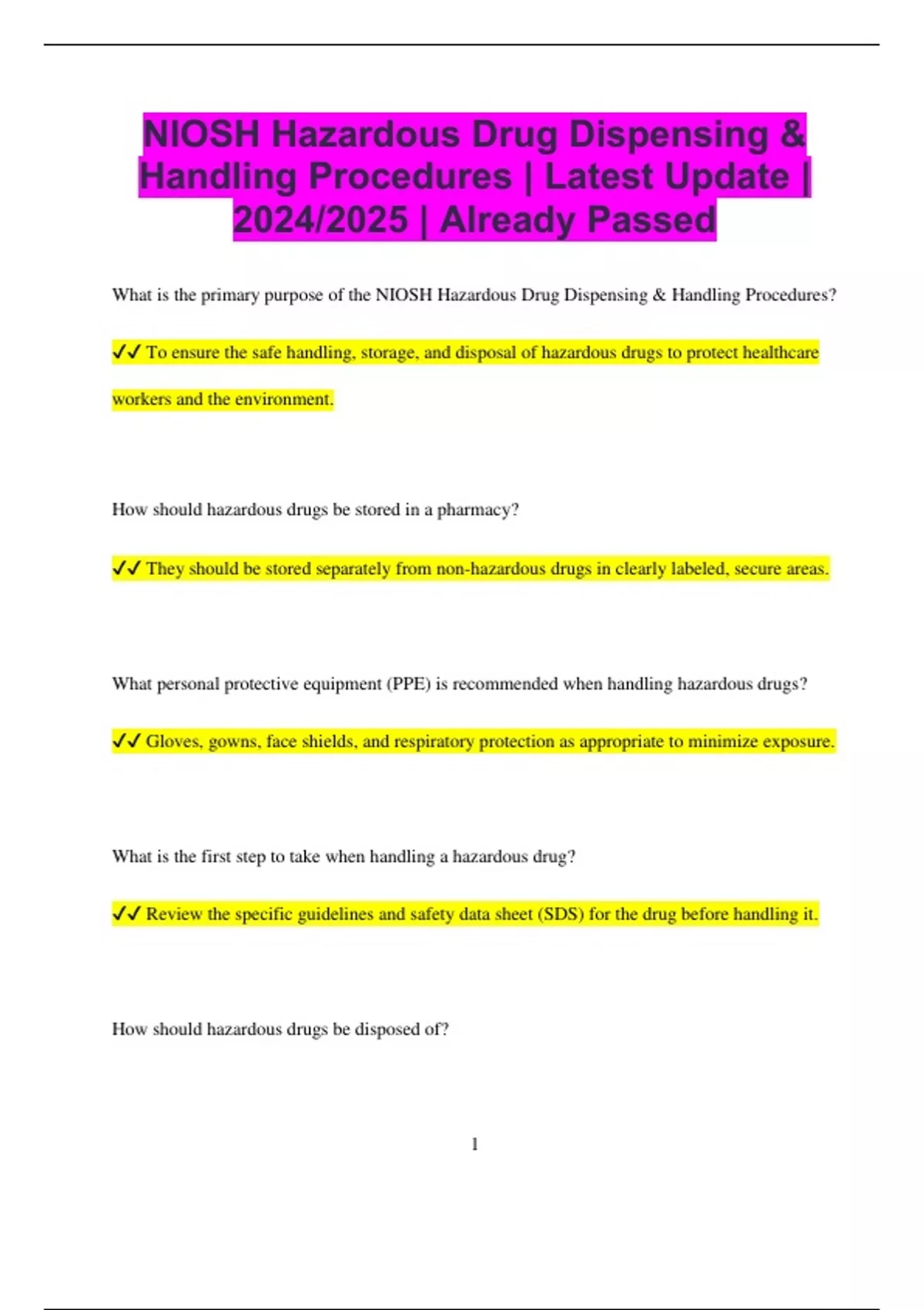 NIOSH Hazardous Drug Dispensing & Handling Procedures | Latest Update ...