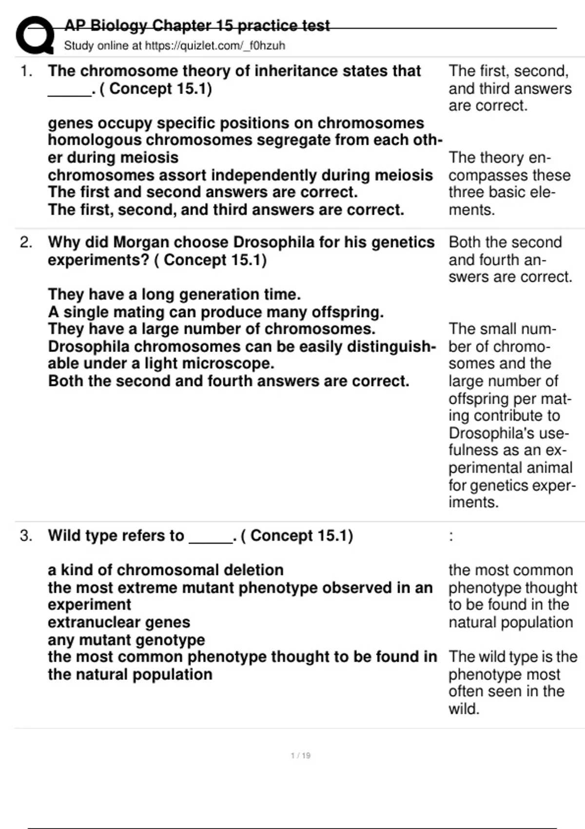AP Biology Chapter 15 practice test Exam Questions and Answers 100% ...