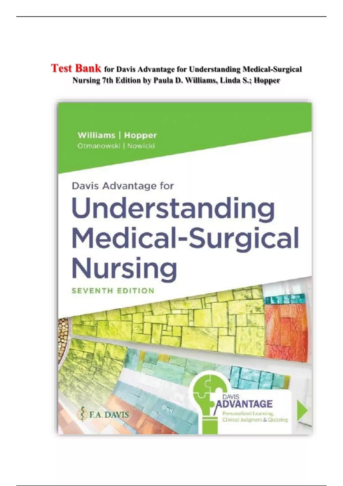 Test Bank for Davis Advantage for Understanding Medical-Surgical ...