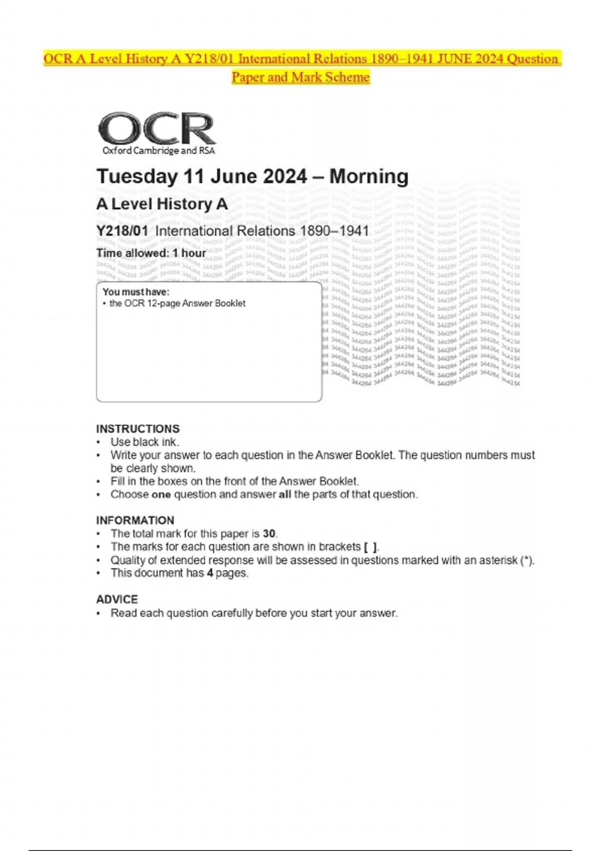 Pearson Edexcel Level 1/Level 2 GCSE (9–1) Russian PAPER 3: Reading and ...