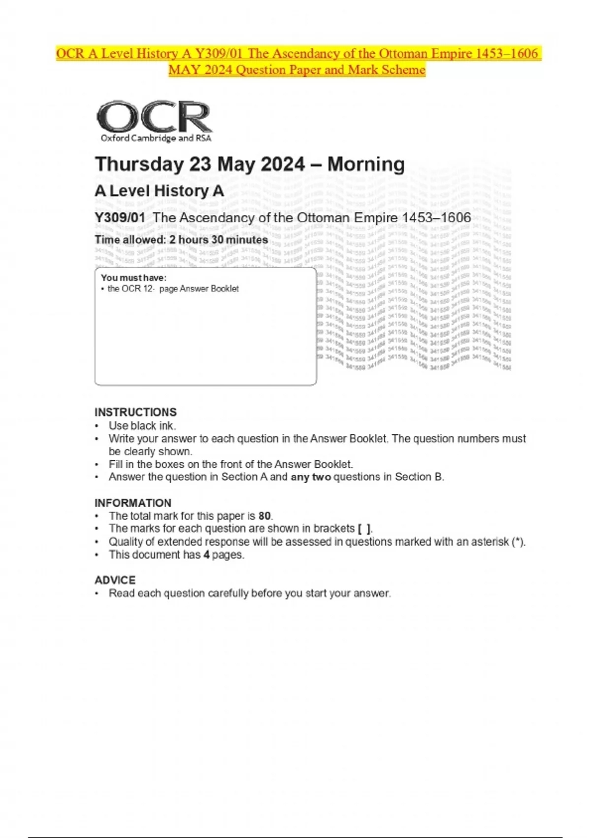 Pearson Edexcel Level 1/Level 2 GCSE (9–1) Spanish PAPER 3: Reading and ...