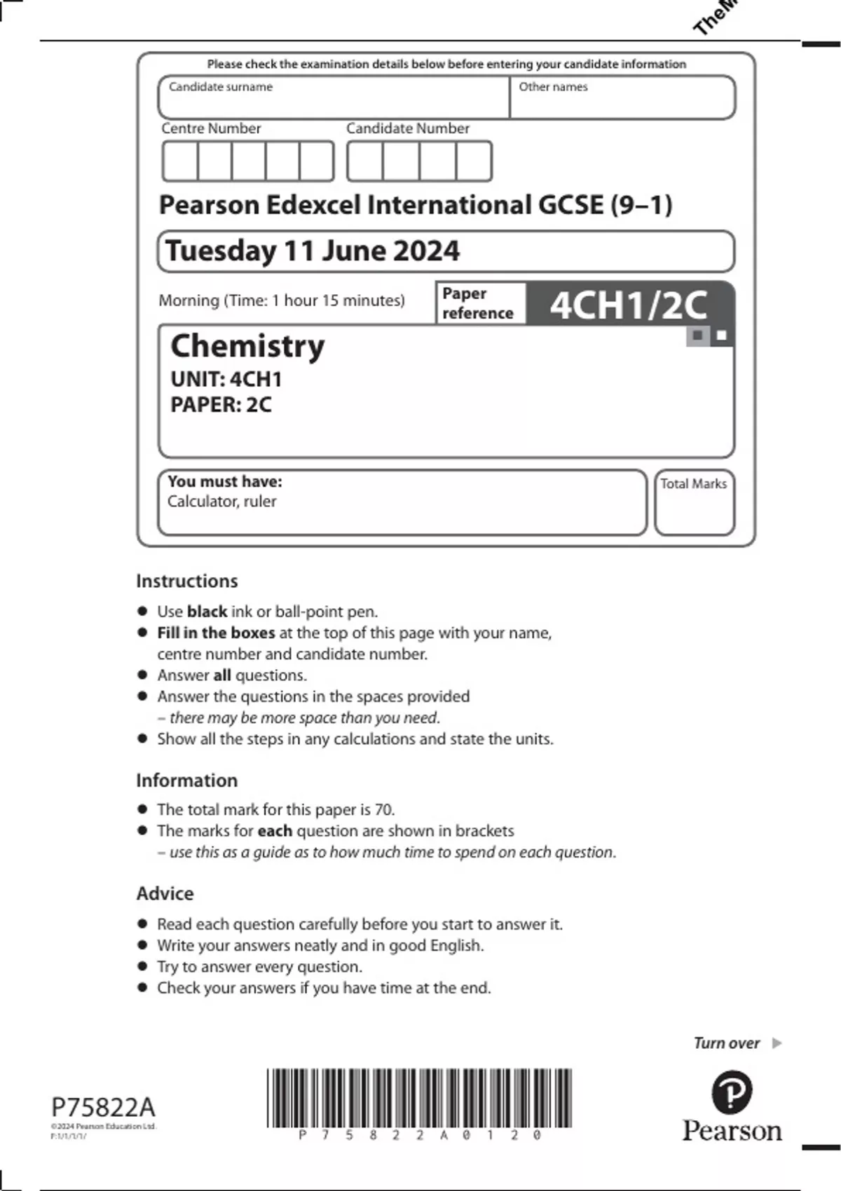 2024 QP Paper 2 IGCSE Edexcel Chemistry June 2024 - Science - Stuvia UK
