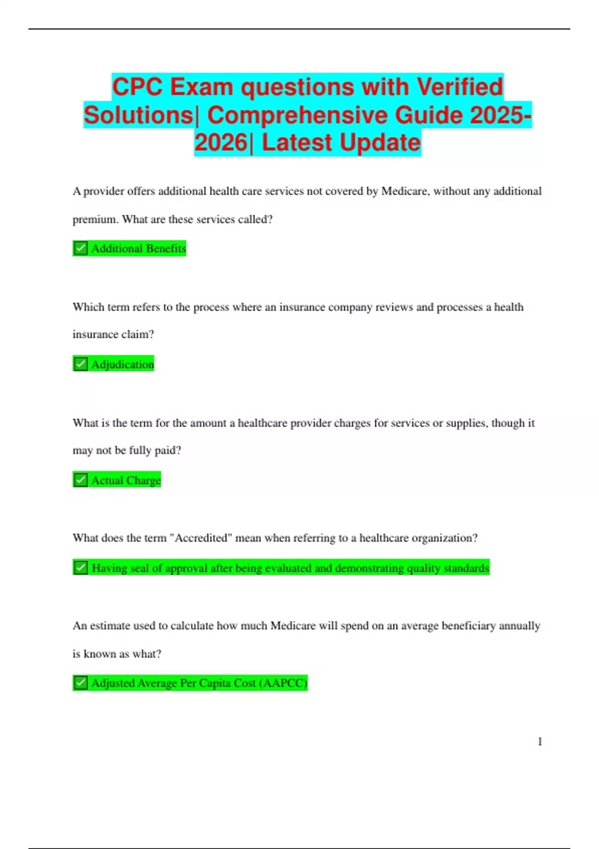 CPC Exam questions with Verified Solutions| Comprehensive Guide ...