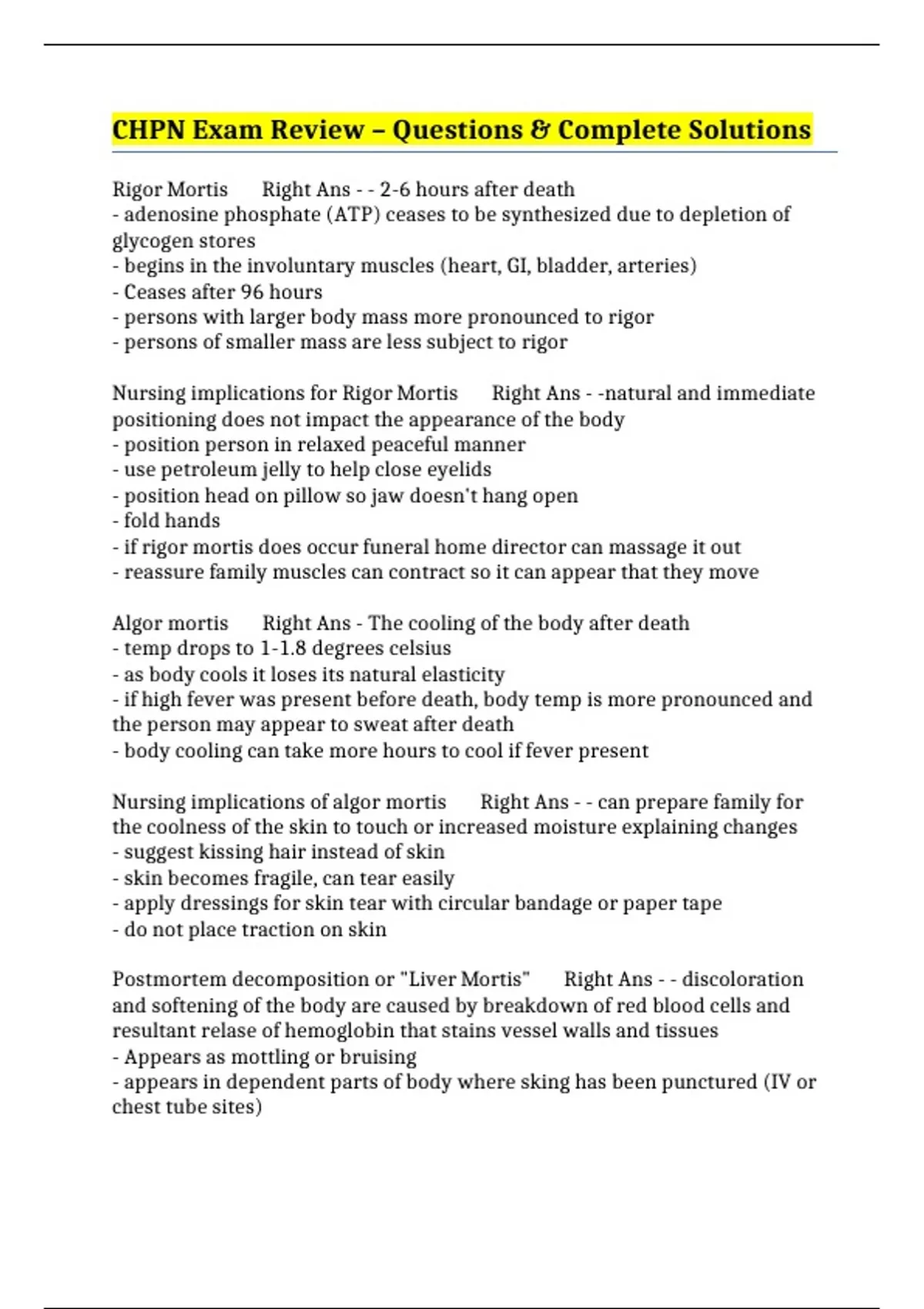 BUNDLE::- CHPLN EXAMS - CERTIFIED HOSPICE AND PALLIATIVE LICENSED NURSE ...