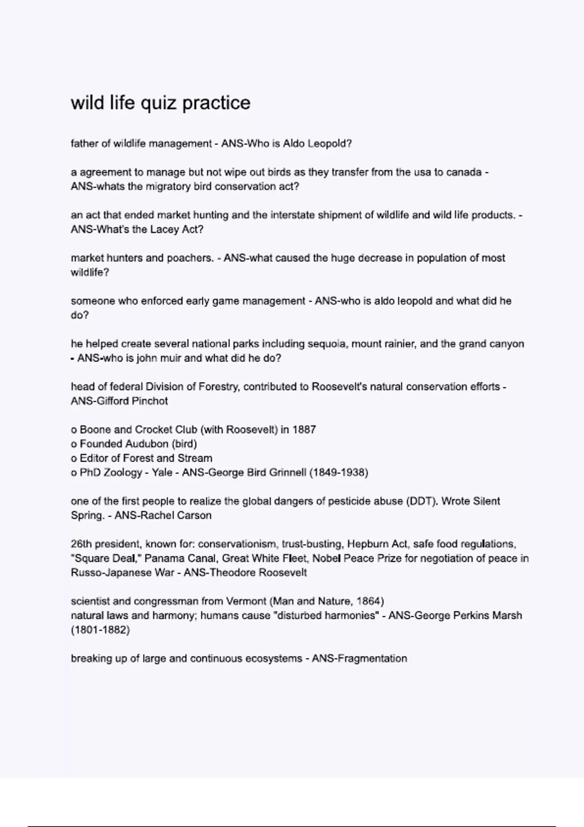 wild life quiz practice exam questions with correct answers with ...