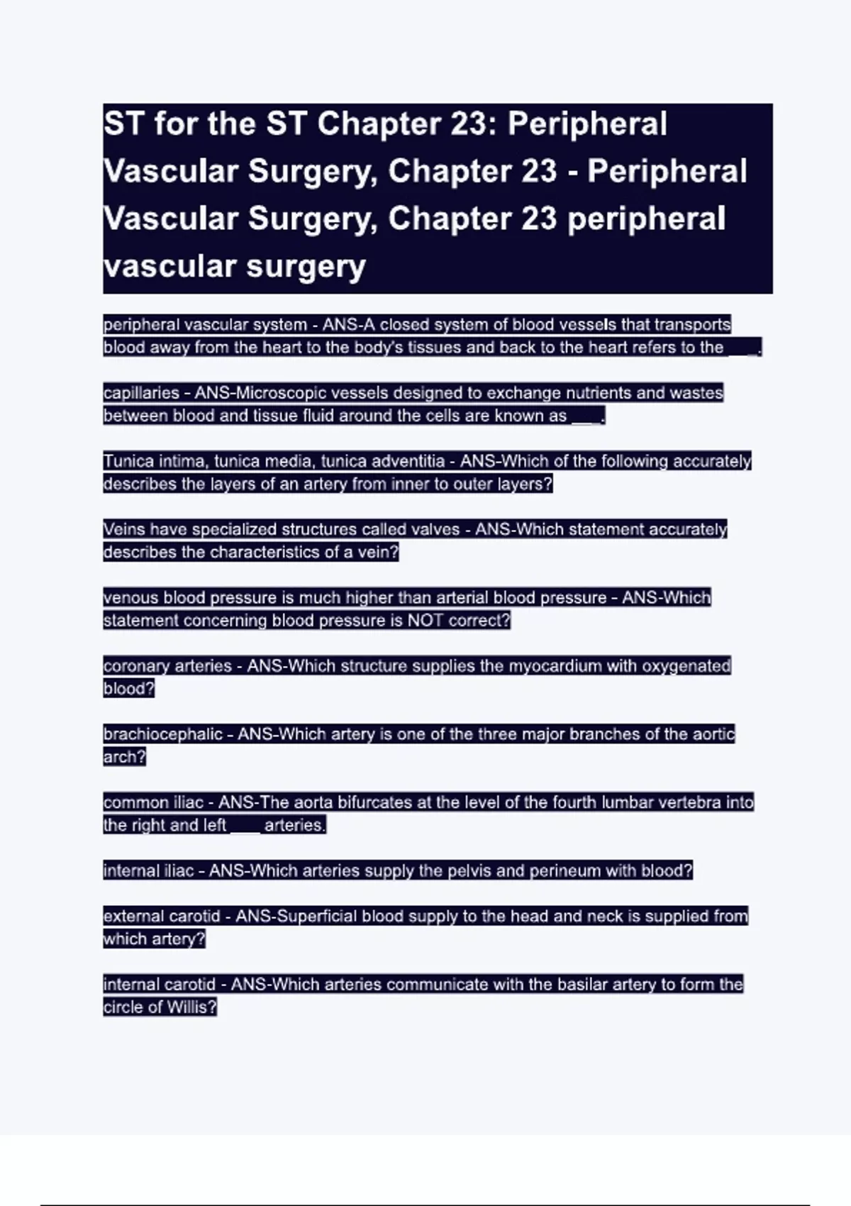 ST for the ST Chapter 23 Peripheral Vascular Surgery, Chapter 23 ...