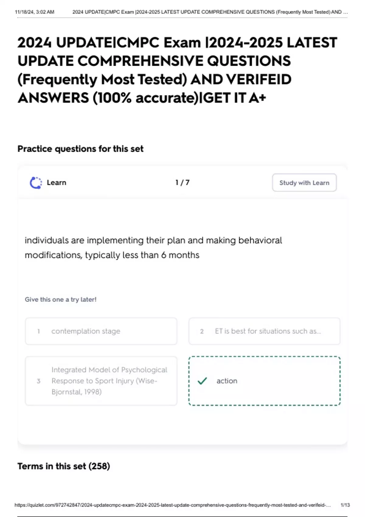 2024 UPDATE|CMPC Exam | LATEST UPDATE COMPREHENSIVE QUESTIONS ...